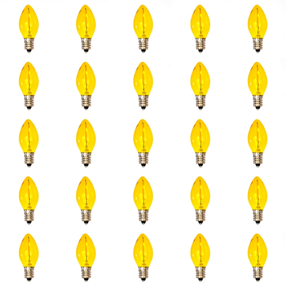 EZLS Yellow Transparent C7 LED Filament Replacement Bulbs, 25 Pack ...