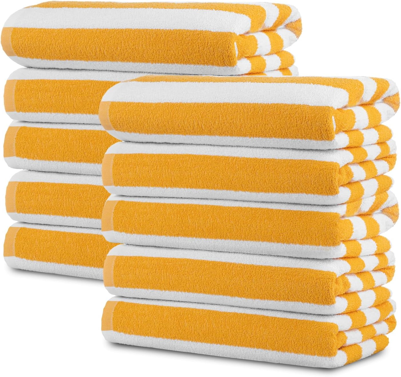 Yellow Cabana Stripe Bulk Beach Towels - Soft Ringspun 100% Cotton Pool ...