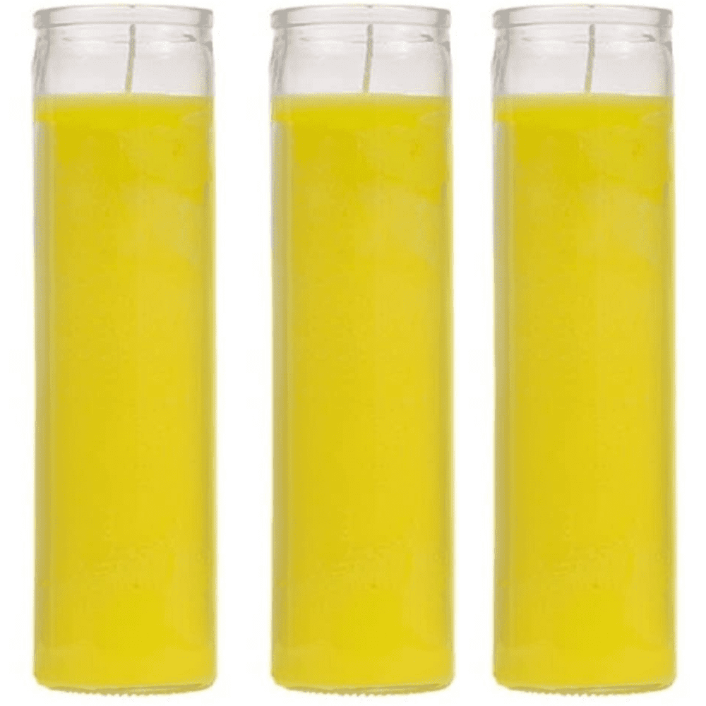 Yellow Candles in Glass, Set of 5, 8” Tall - Great for Home Decor ...