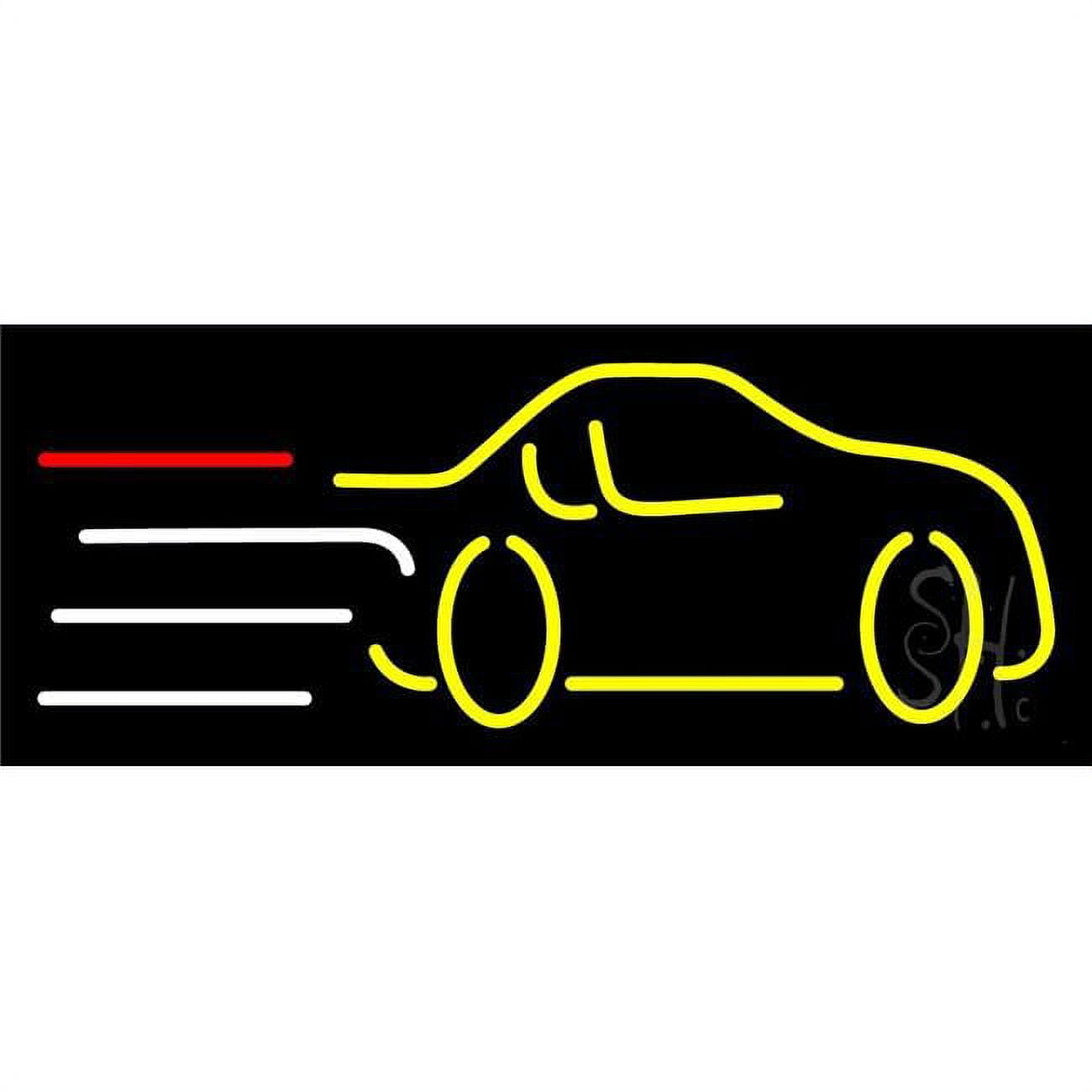 Yellow Car Logo Clear Backing Neon Sign - Red, Yellow & White - 13 in ...