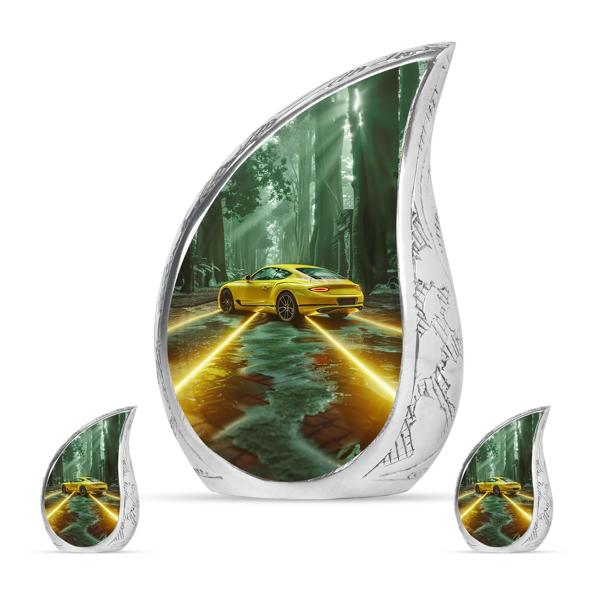 Yellow Car Small Urn Adult Female Ashes - Large Funeral Urn For Adult ...