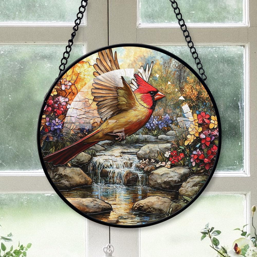 Yellow Cardinal Stained Glass Suncatcher, Yellow Cardinal, Yellow ...