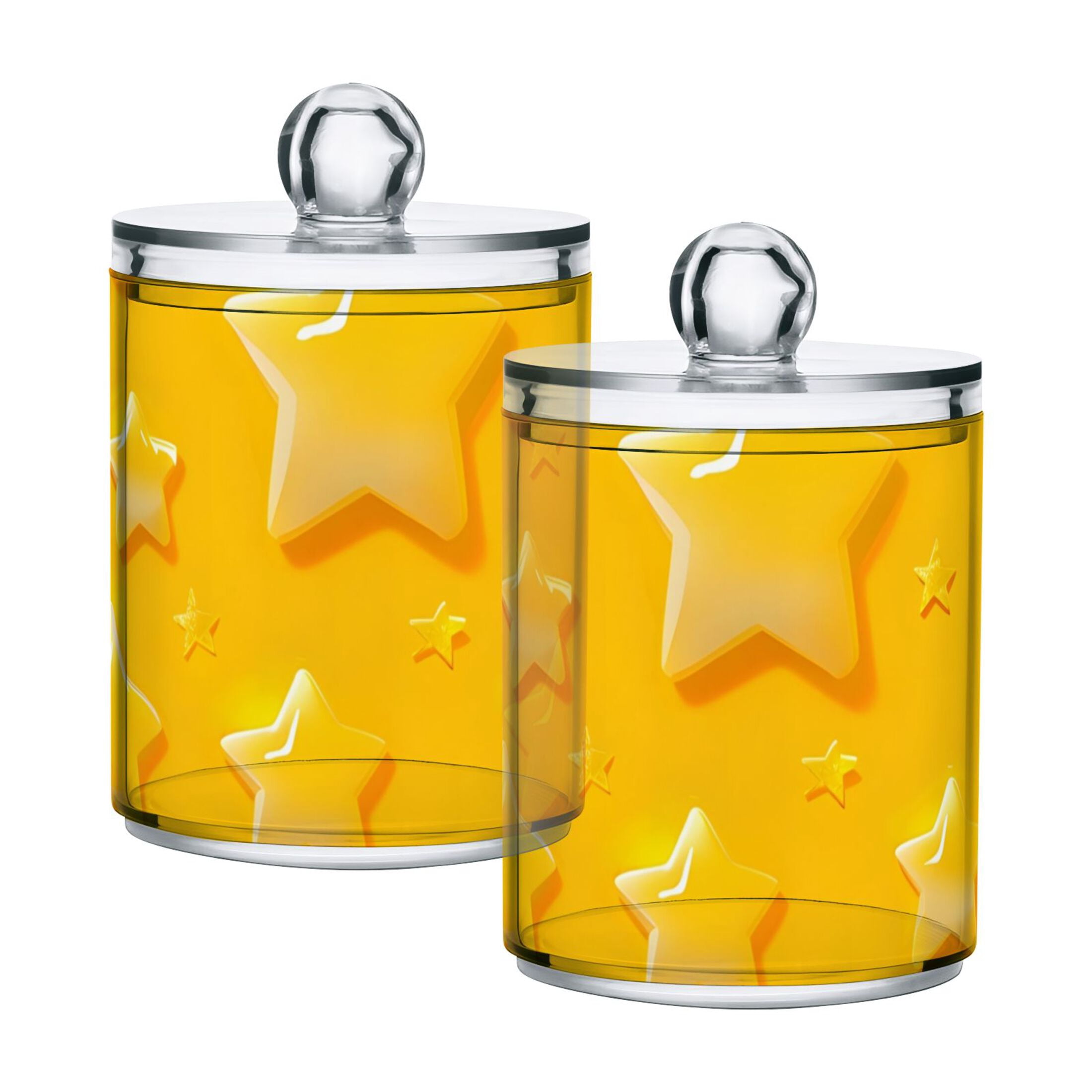 Yellow Cartoon Stars Translucent Plastic Cans Storage Canisters with ...