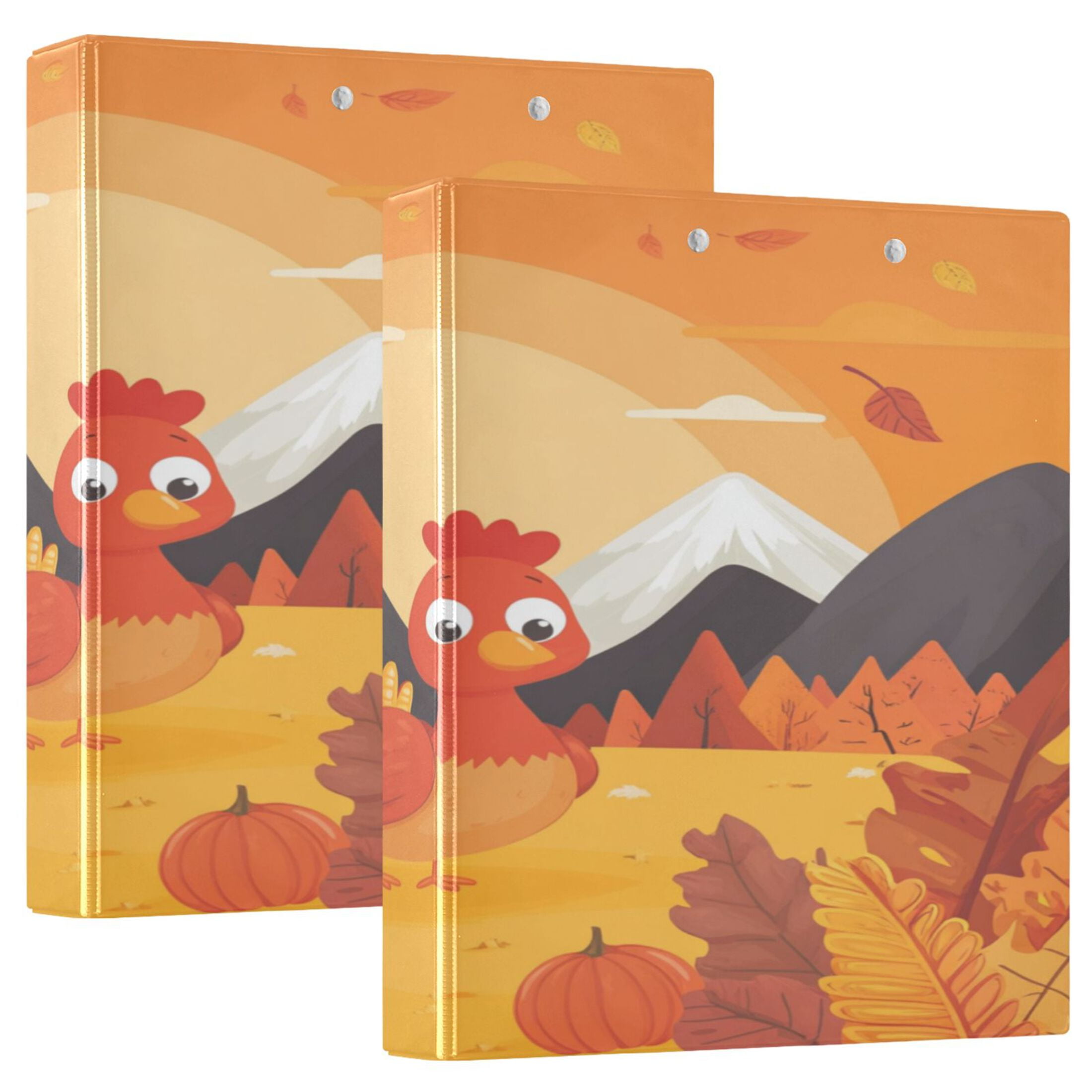 Yellow Cartoon Turkey 3 Ring Hardcover Binders 1.5in Round Rings for ...