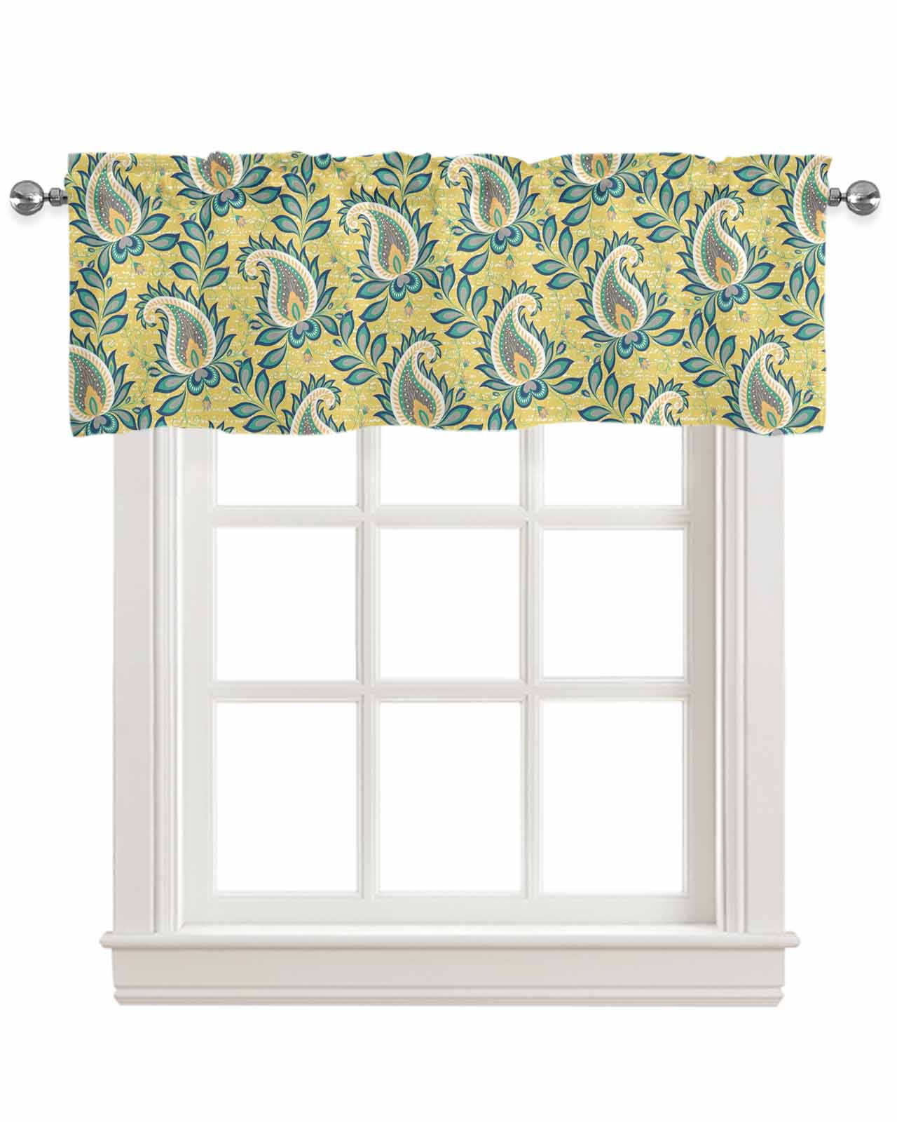 Yellow Cashew Tribe Kitchen Valances for Windows Farmhouse Linen Window ...