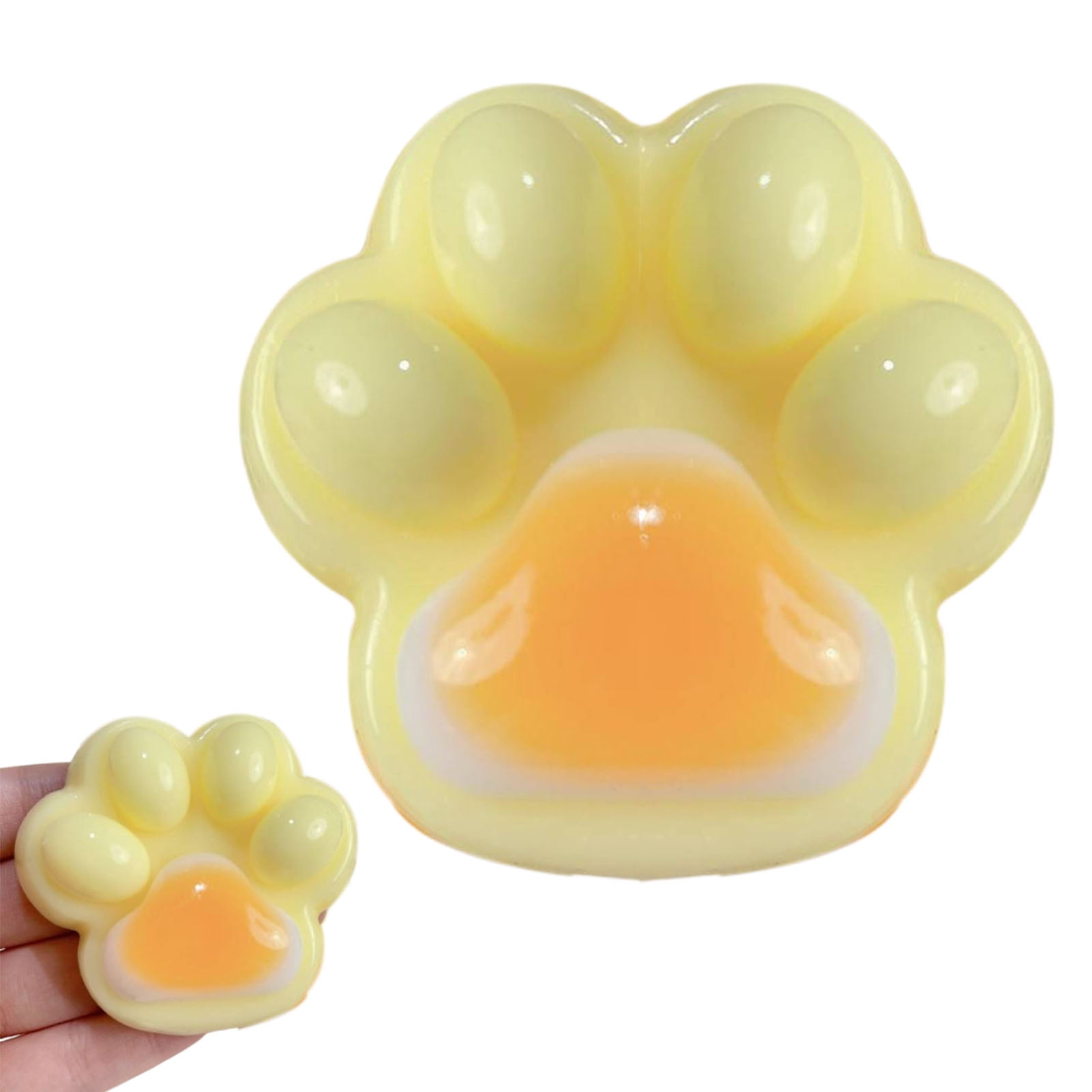 Yellow Cat Paw Squeeze Toy for Stress Relief, Soft TPR Kitten Paw ...