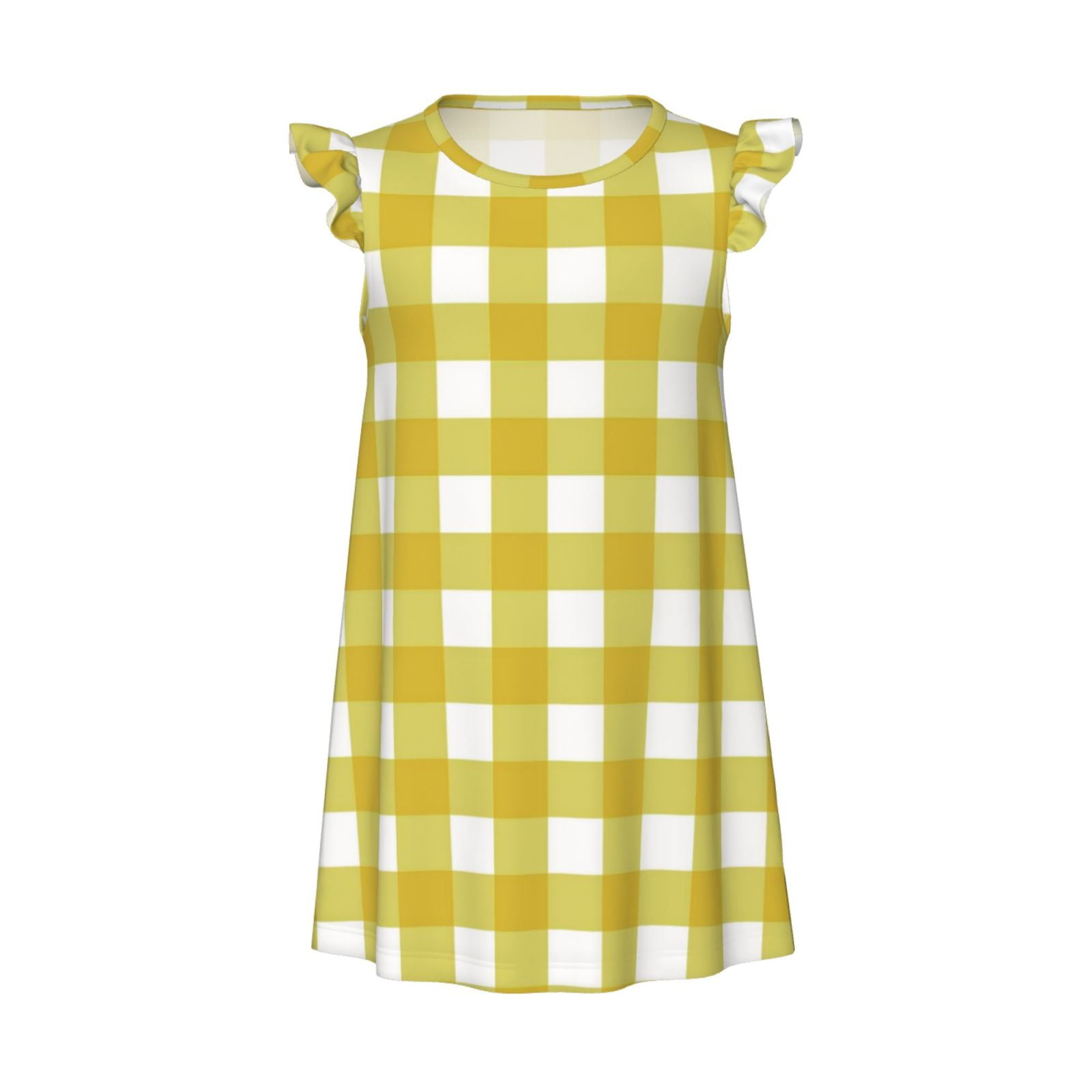 Yellow Checkboard A Girls Nightgowns, Pajamas for Girls, Soft Flutter ...