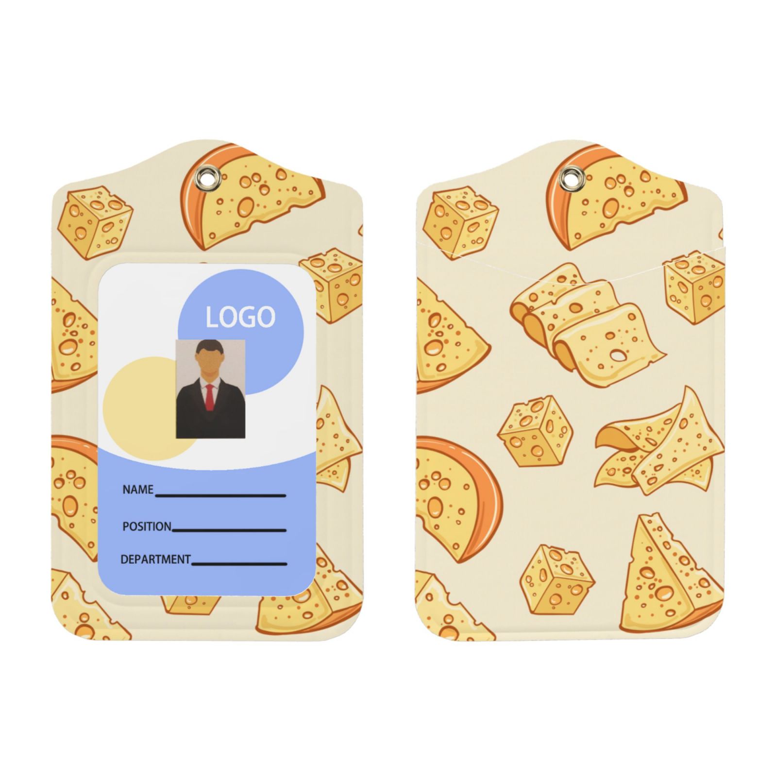 Yellow Cheese Pattern Id Card Badge Leather Holder Case Protector For ...