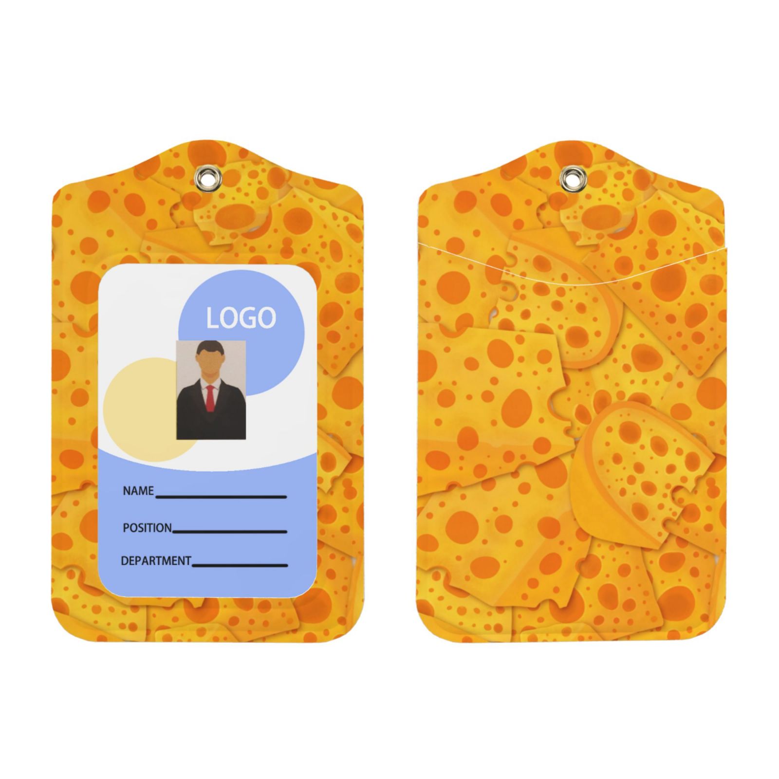 Yellow Cheese Pattern Id Card Badge Leather Holder Case Protector For ...