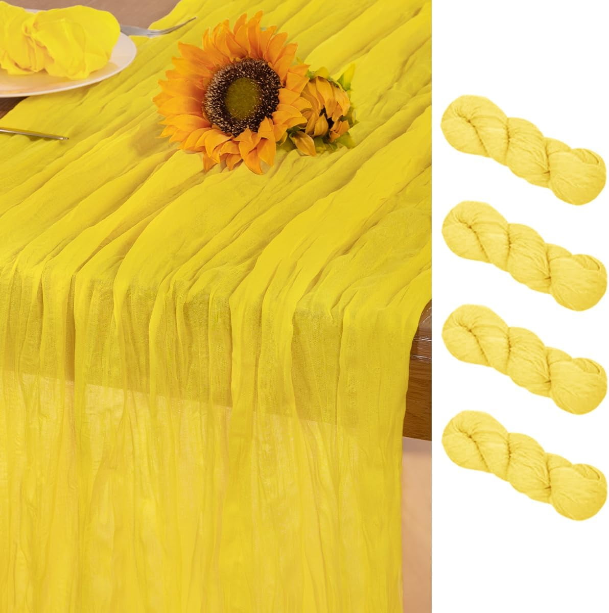 Yellow Cheesecloth Table Runner 4 Pack Lemon Decorations for Baby ...