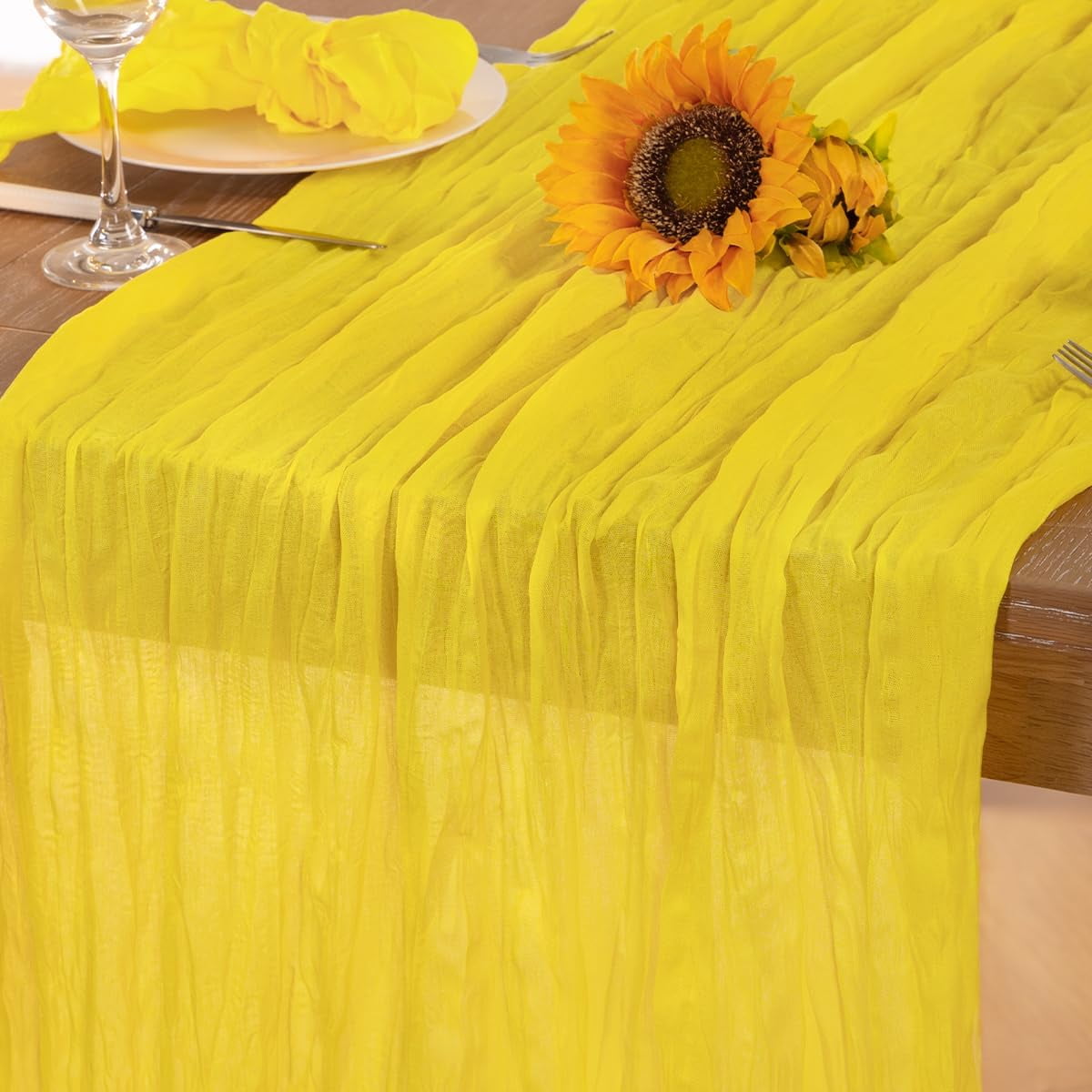 Yellow Cheesecloth Table Runner Lemon Decorations for Baby Shower Sheer ...