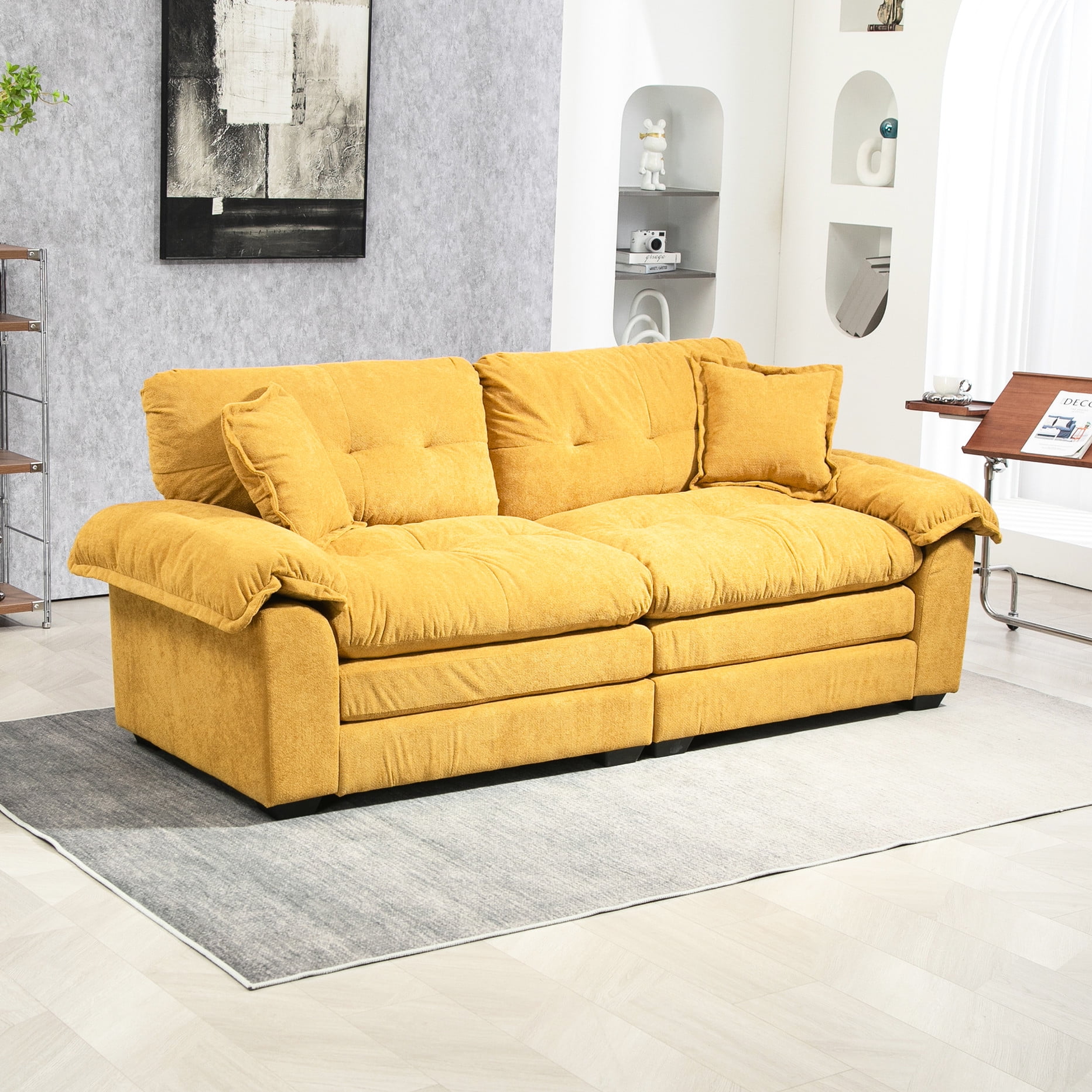 Yellow Chenille Furniture | Dual-Layer Seat Design for Stability ...