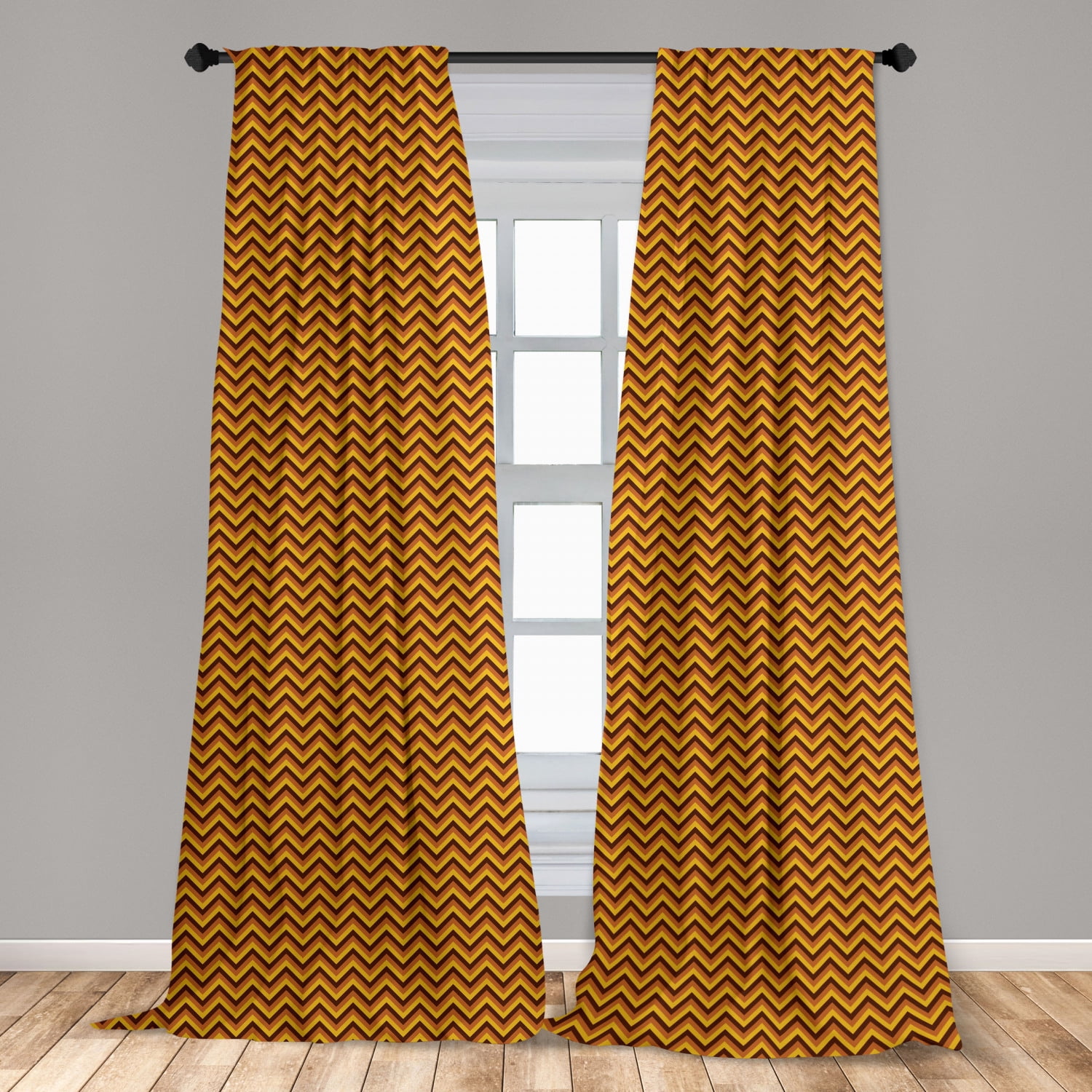 Yellow Chevron Curtains 2 Panels Set, Chevron Pattern with Yellow and ...