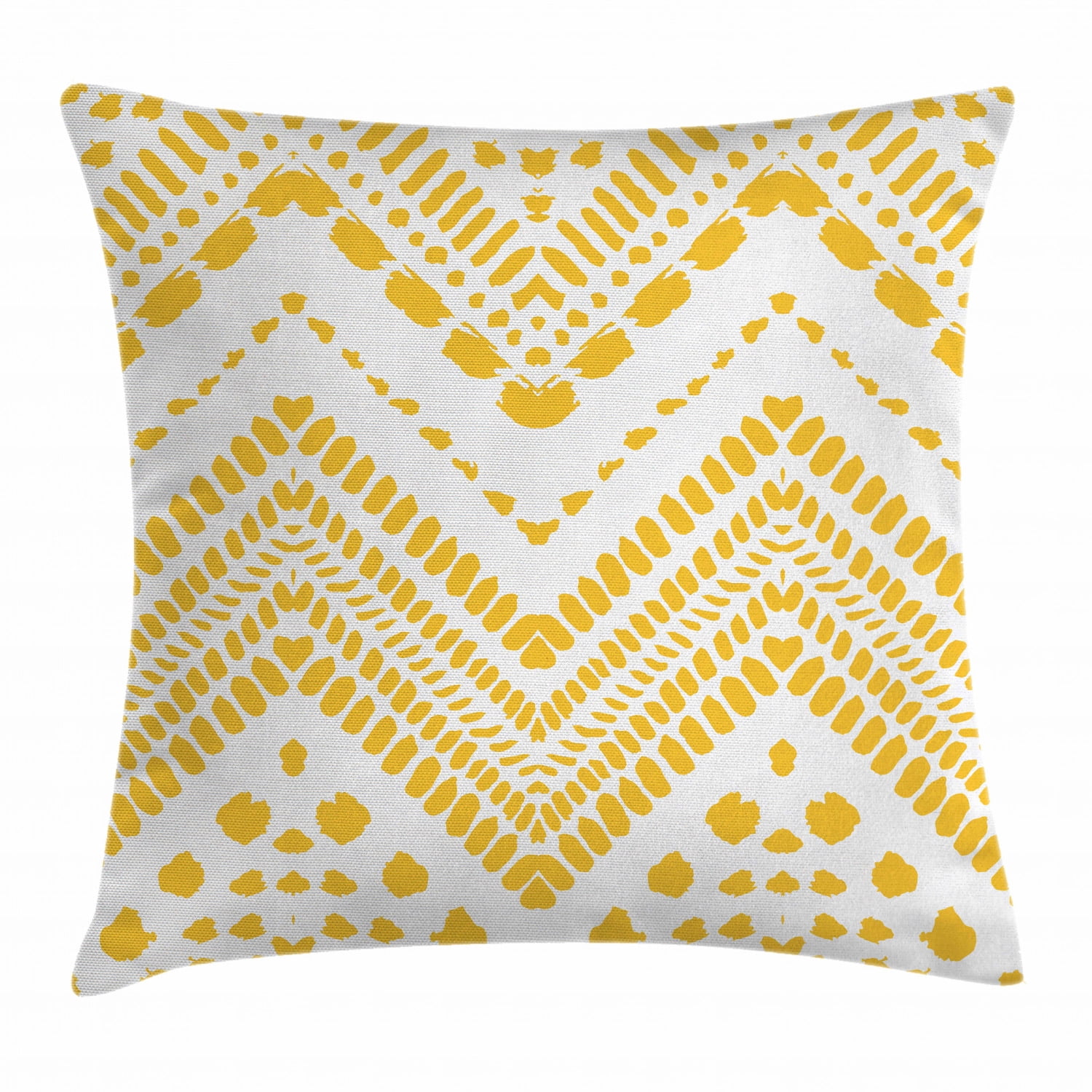 Yellow Chevron Throw Pillow Cushion Cover, Hand Drawn Tribal Aztec ...