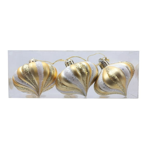 Yellow Christmas Tree Decorations Set 3Pc Balls Gift Box Hanging ...