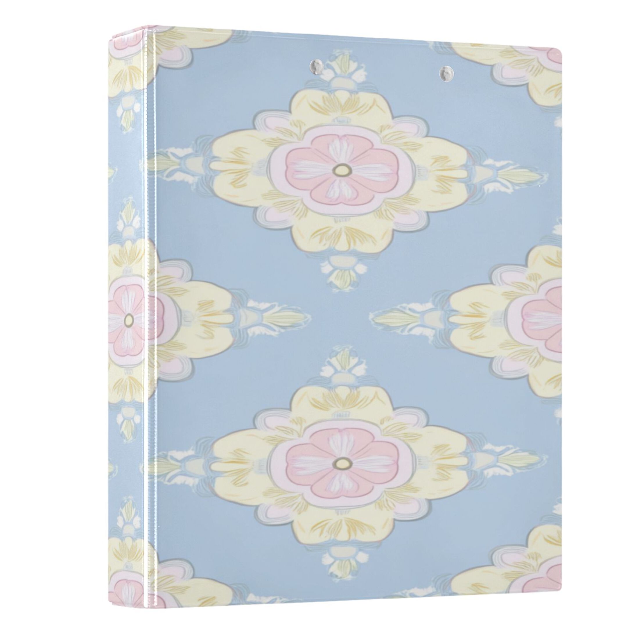 Yellow Circular Flowers 3 Ring Hardcover Binders 1.5in Round Rings for ...