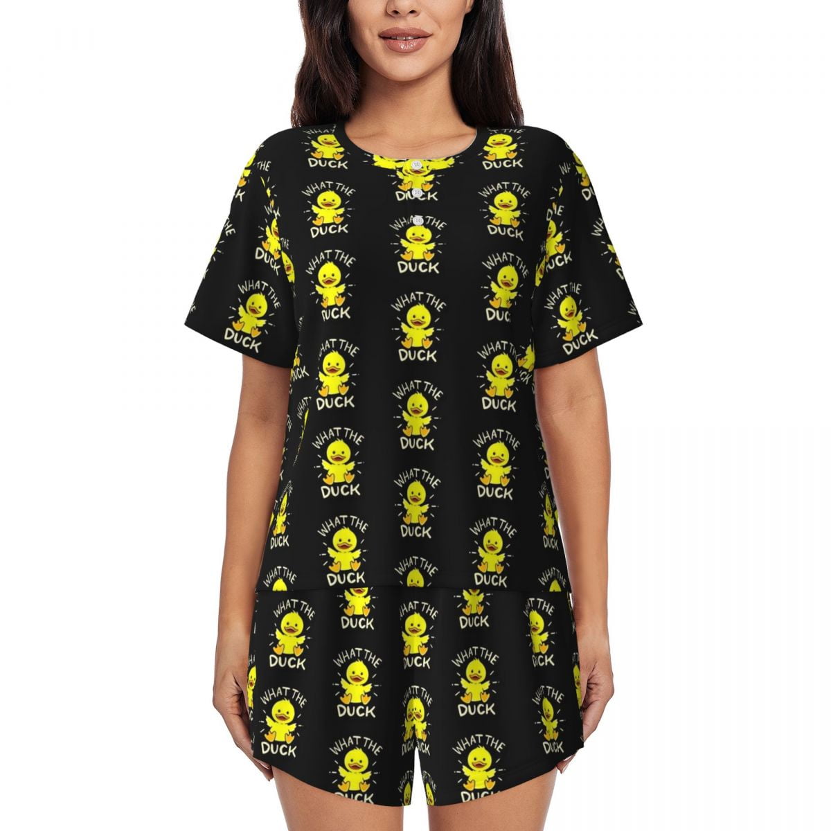Yellow Classic Ducks Pajamas Women Kawaii Animal Cute Nightwear Summer ...