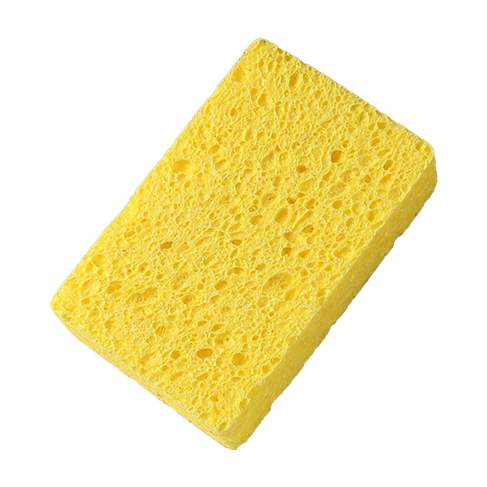 Yellow Cleaning Sponge With Wood Pulp Construction For Dishes And ...