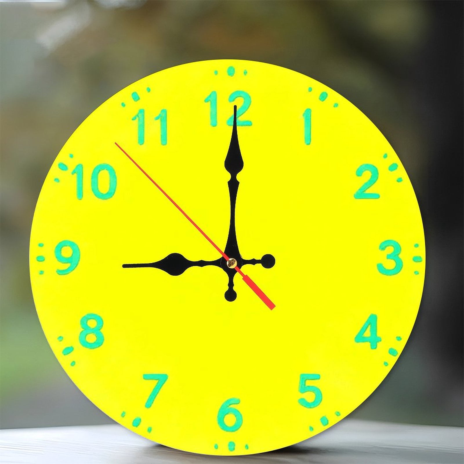 Yellow Clock Face Wall Decor Home Decor 10-Inch Silent Wooden Wall ...