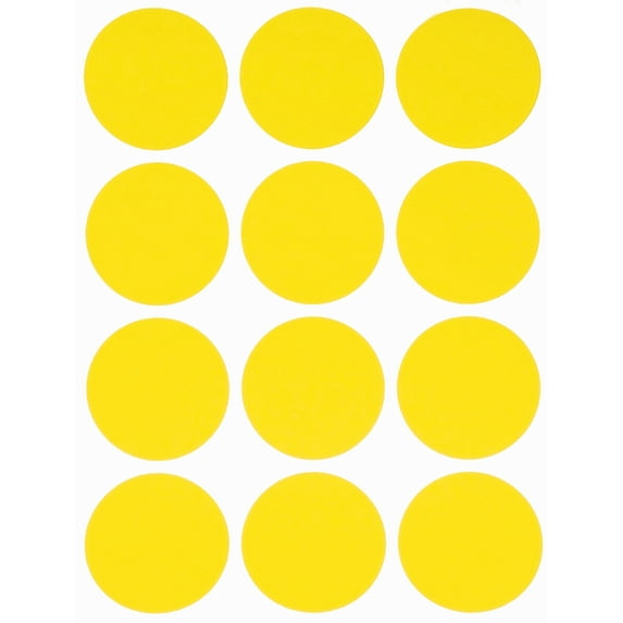 Yellow Color Sticker Sheets 1.5 inch (38 mm) Round Color Coding Labels ...