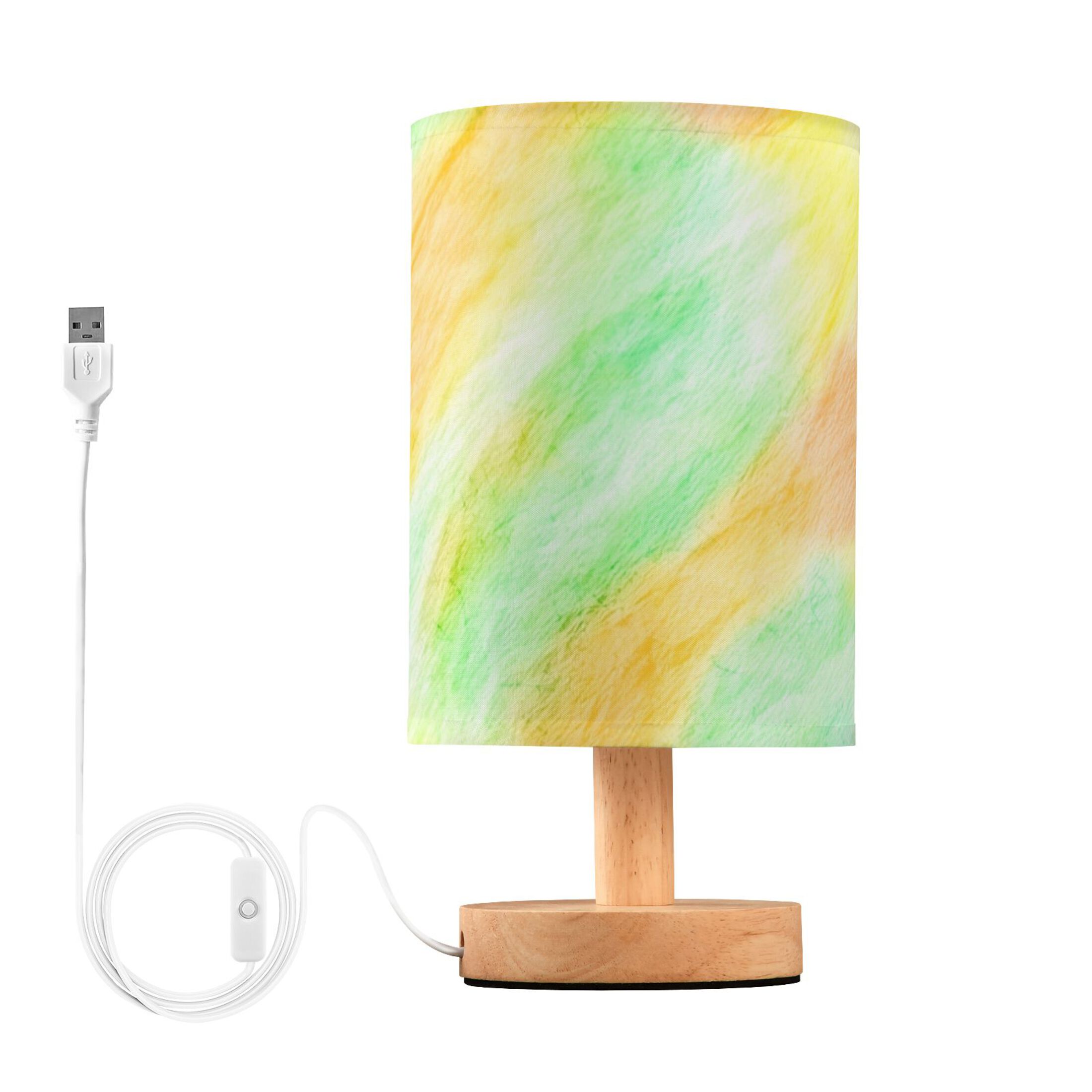 Yellow Colorful Tie Dye Bedside Table Lamp LED Warm Lights with USB ...