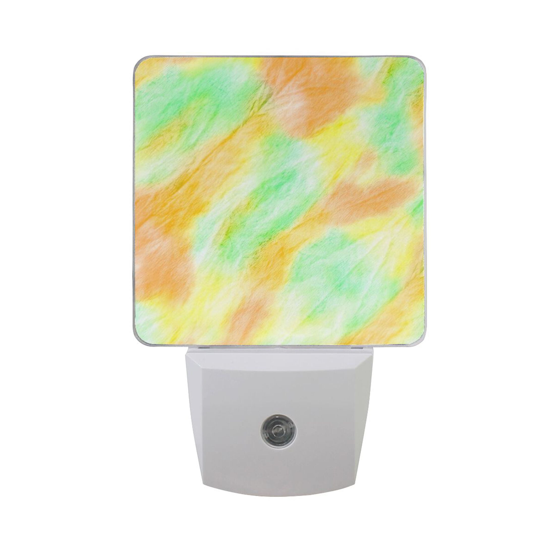 Yellow Colorful Tie Dye Night Light LED Dusk to Dawn Night Lamp Auto ...