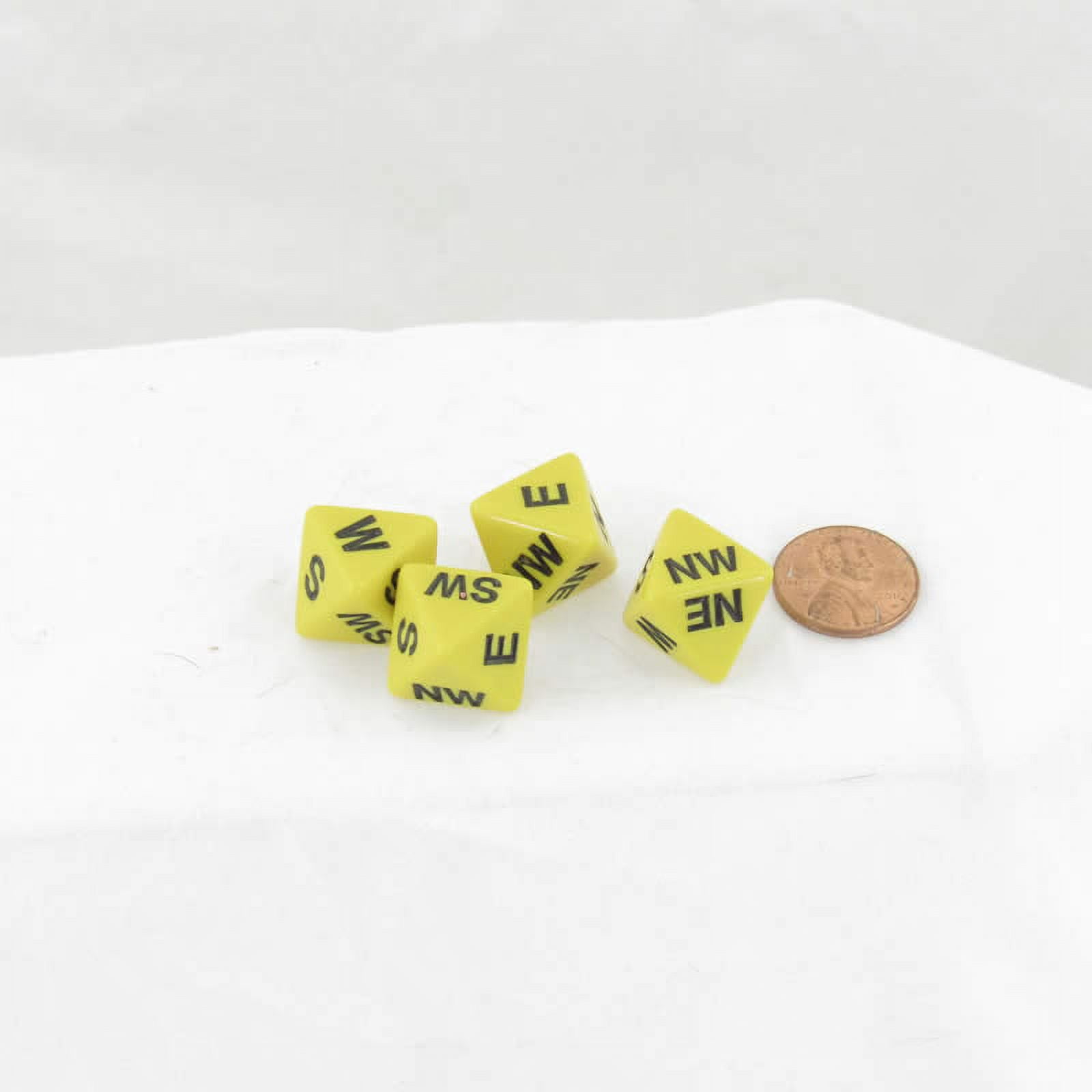 Yellow Compass Dice with Black Markings D8 16mm (5/8in) Pack of 4 ...