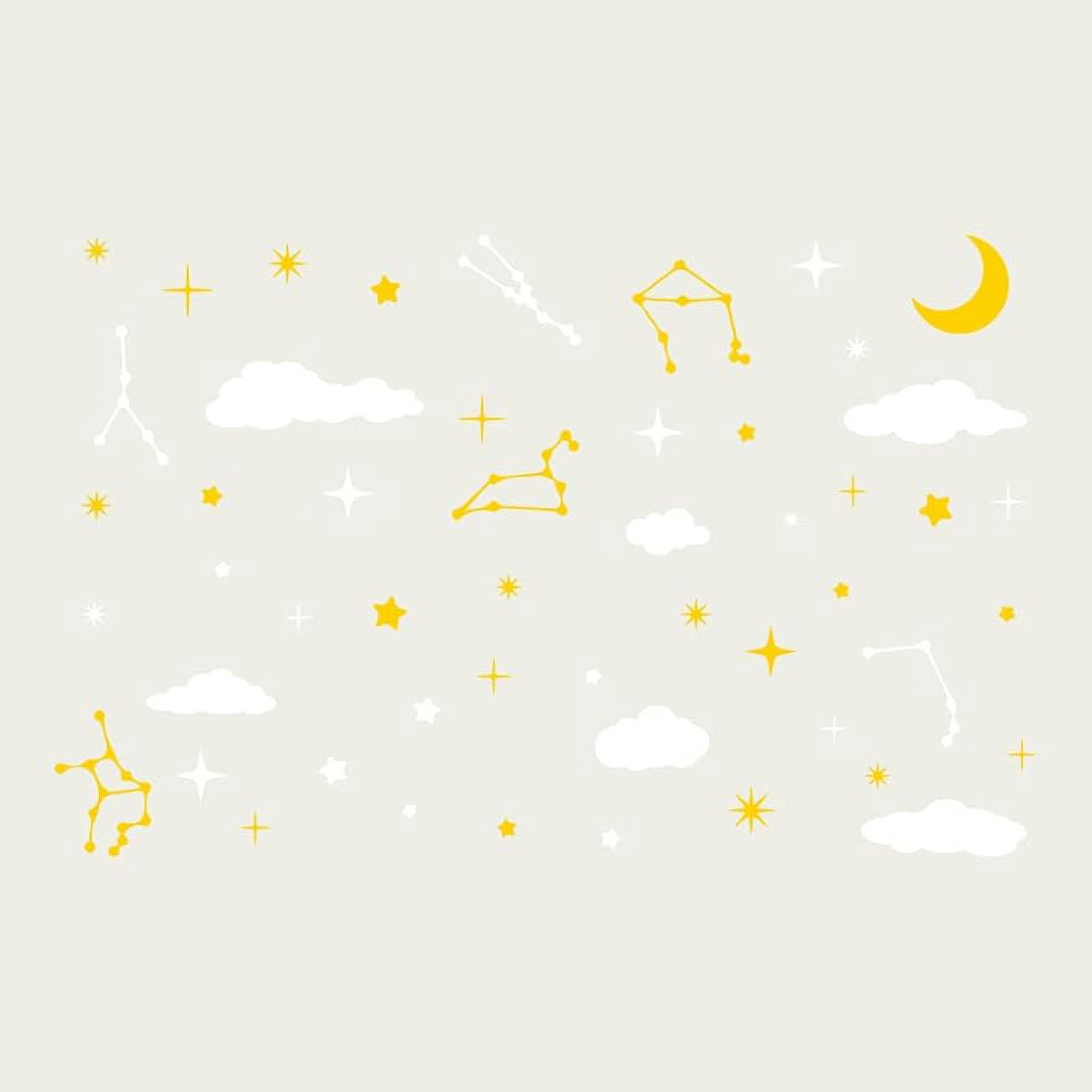 Yellow Constellations Moon Wall Sticker White Clouds Wall Decal ...