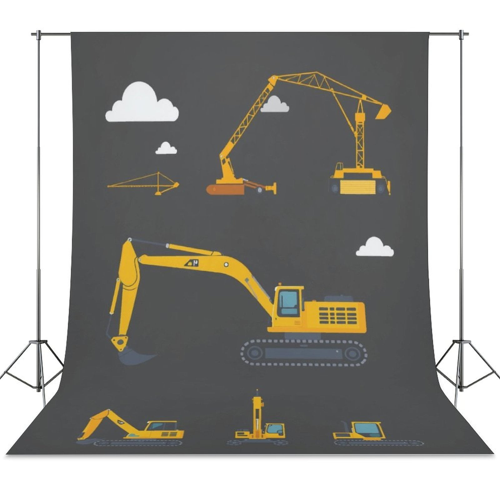 Yellow Construction Machines Party Backdrop Birthday Decoration ...