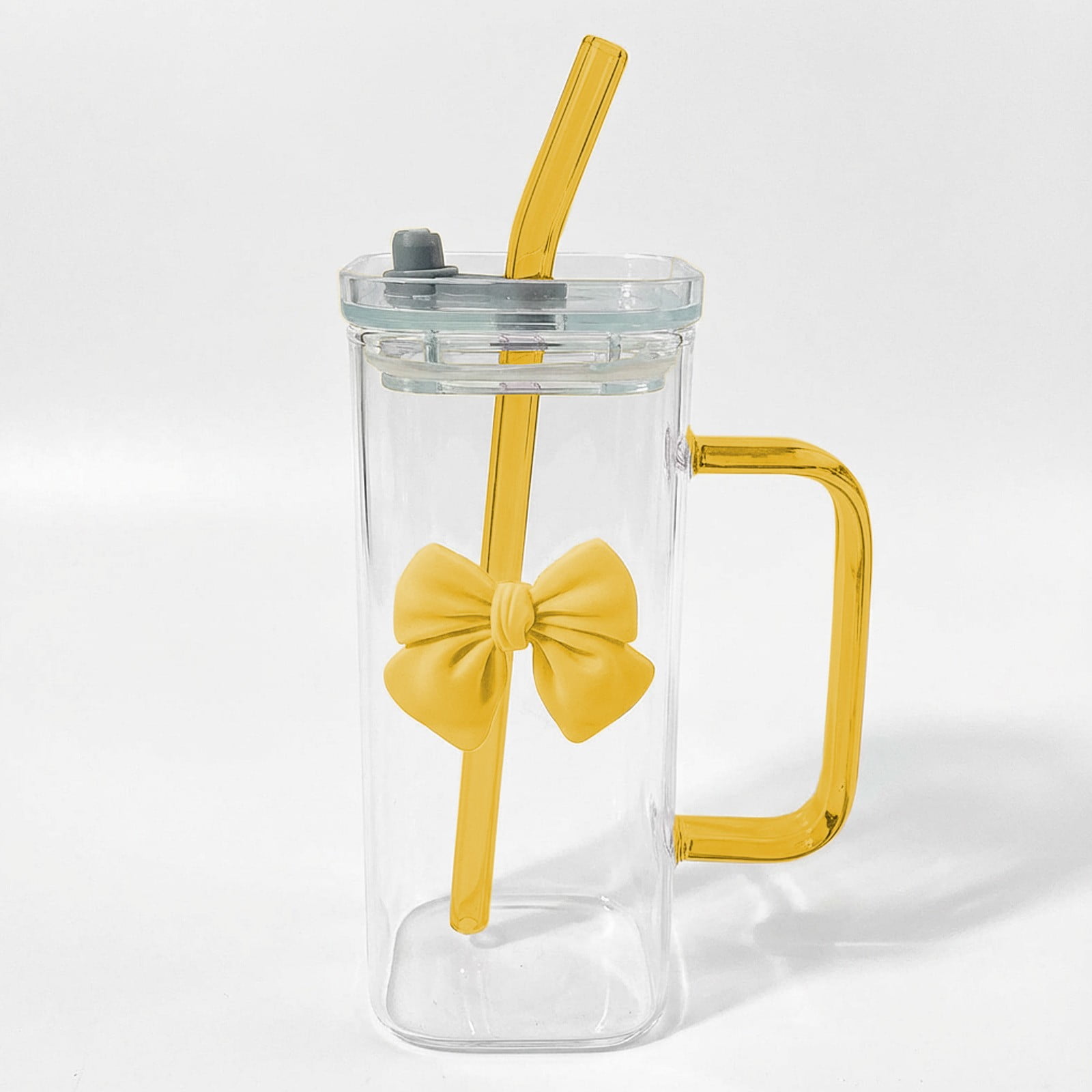 Yellow Contemporary Glass Drinkware With Ergonomic Carrying Handle And ...