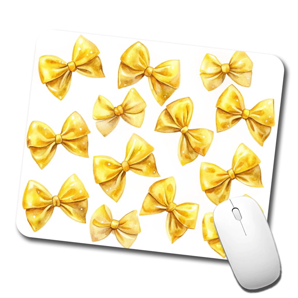 Yellow Coquette Bows Watercolor Mouse Pad Low Profile Gaming Mat ...