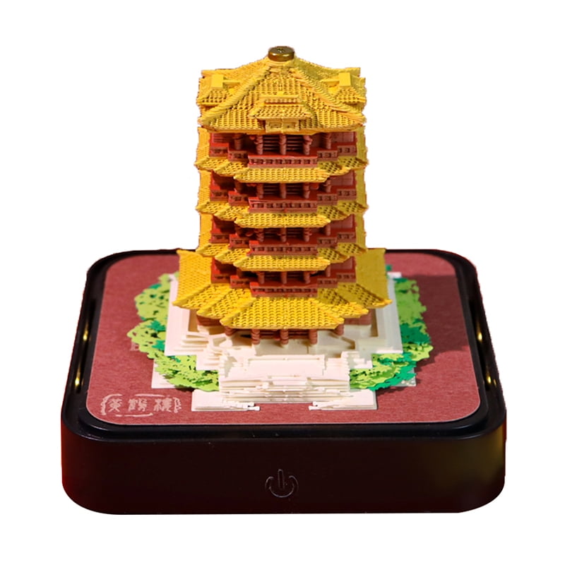 Yellow Crane Tower Desk Calendar With LED Lights 2025 Calendar Memo Pad ...