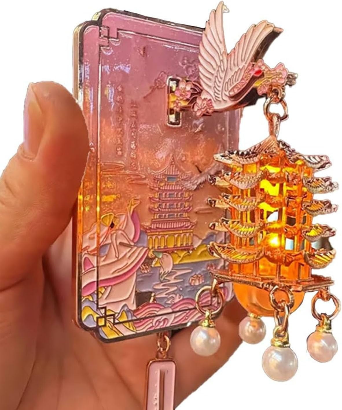 Yellow Crane Tower Luminous Lantern Refrigerator Magnet, 3D Landmark ...
