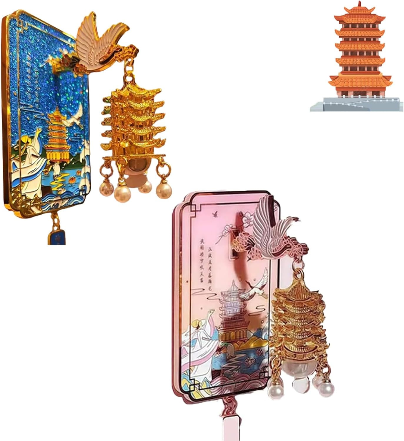 Yellow Crane Tower Luminous Lantern Refrigerator Magnet, 3D Resin ...