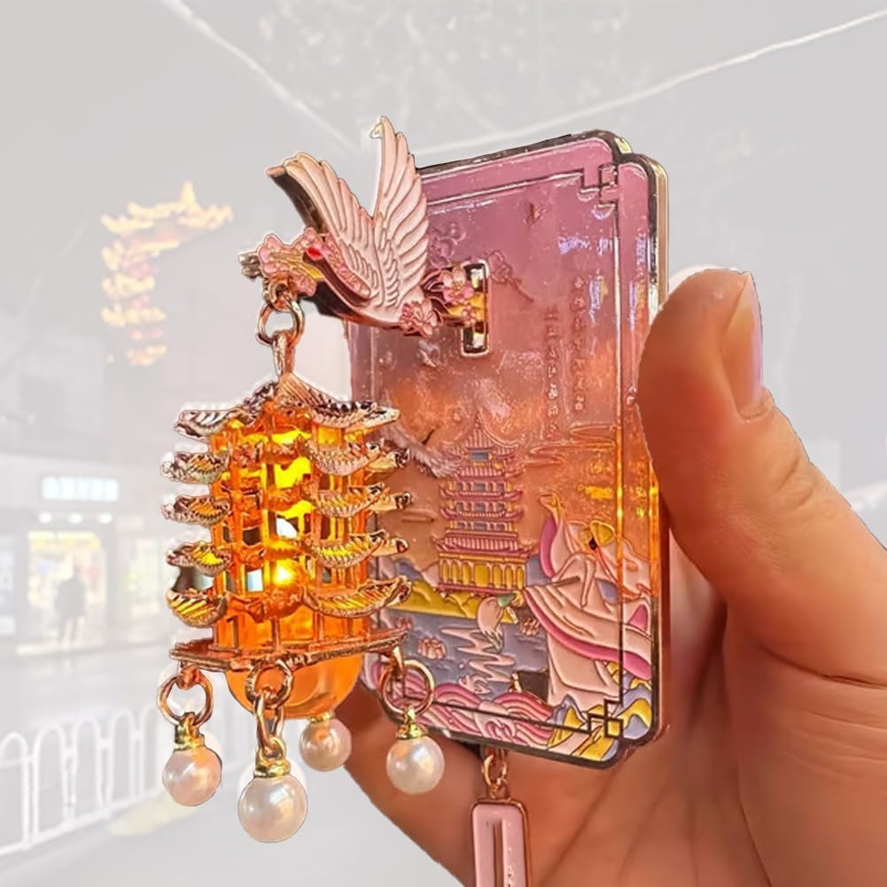 Yellow Crane Tower Luminous Lantern Refrigerator Magnet, Luminous Metal ...