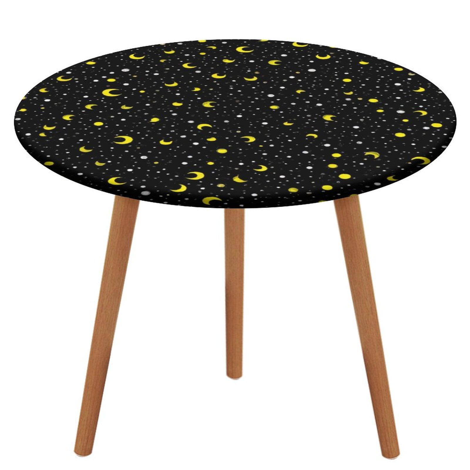 Yellow Crescent Moons And Stars Pattern Pattern Round Tablecloth ...