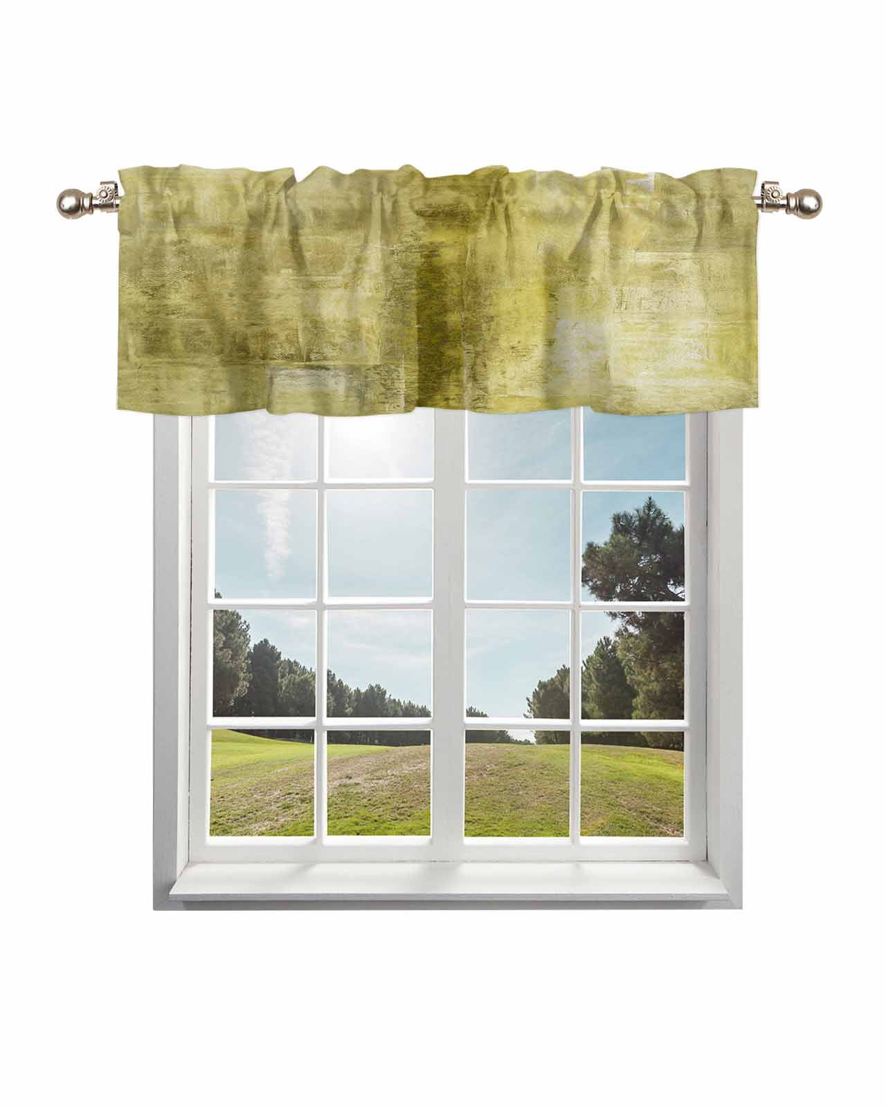 Yellow Curtain Valance for Windows/Living Room/Kitchen/Bathroom/Café ...