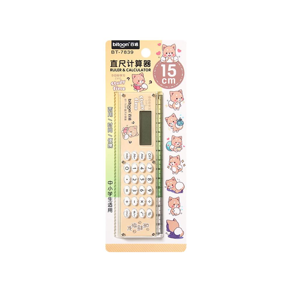 Yellow Cute Shiba Inu Ruler With Calculator With Free Battery Pack ...