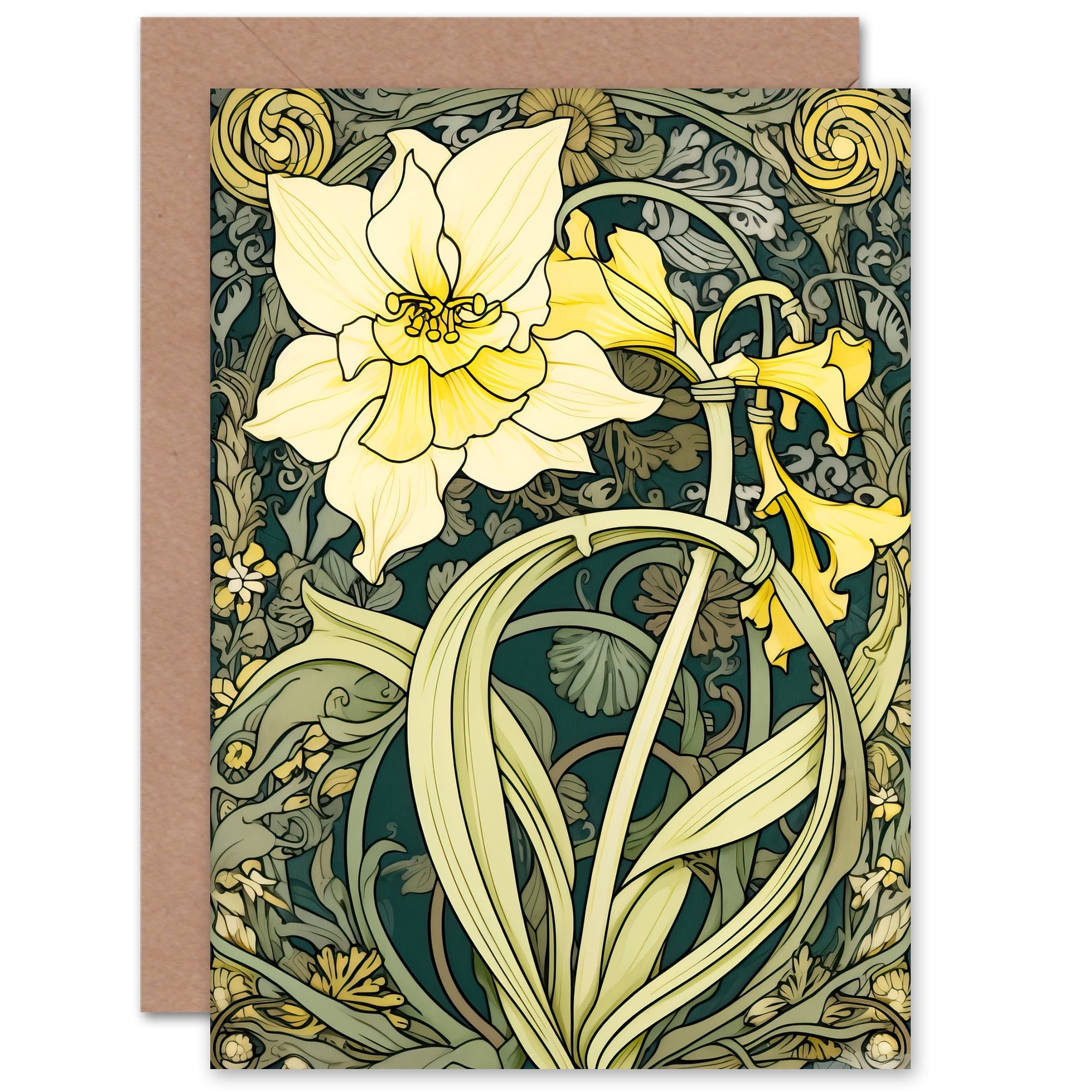 Yellow Daffodil Flower Art Nouveau for Wife Her Mum Sister Daughter Mom ...