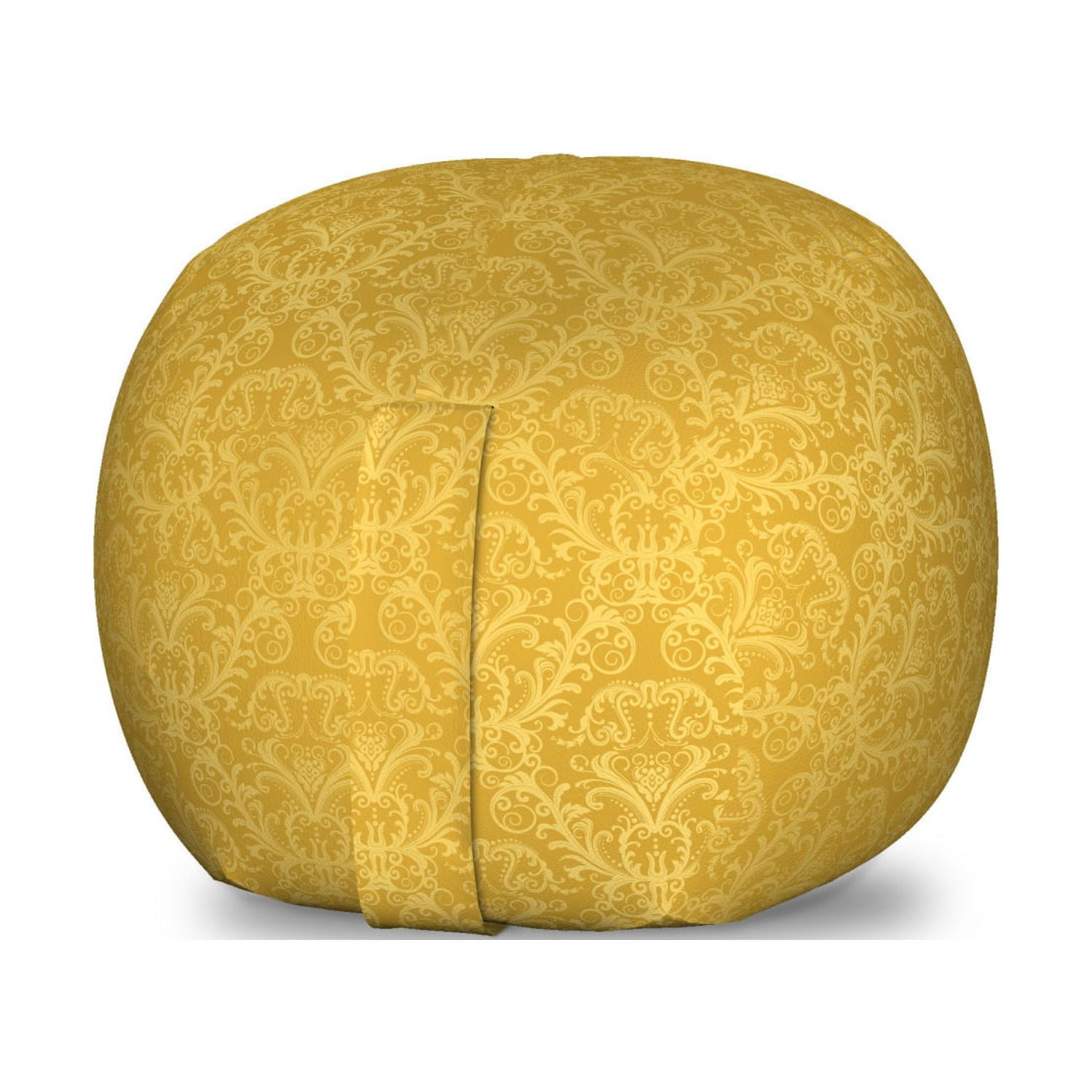 Yellow Damask Storage Toy Bag Chair, Romantic Vintage Print of Plant ...