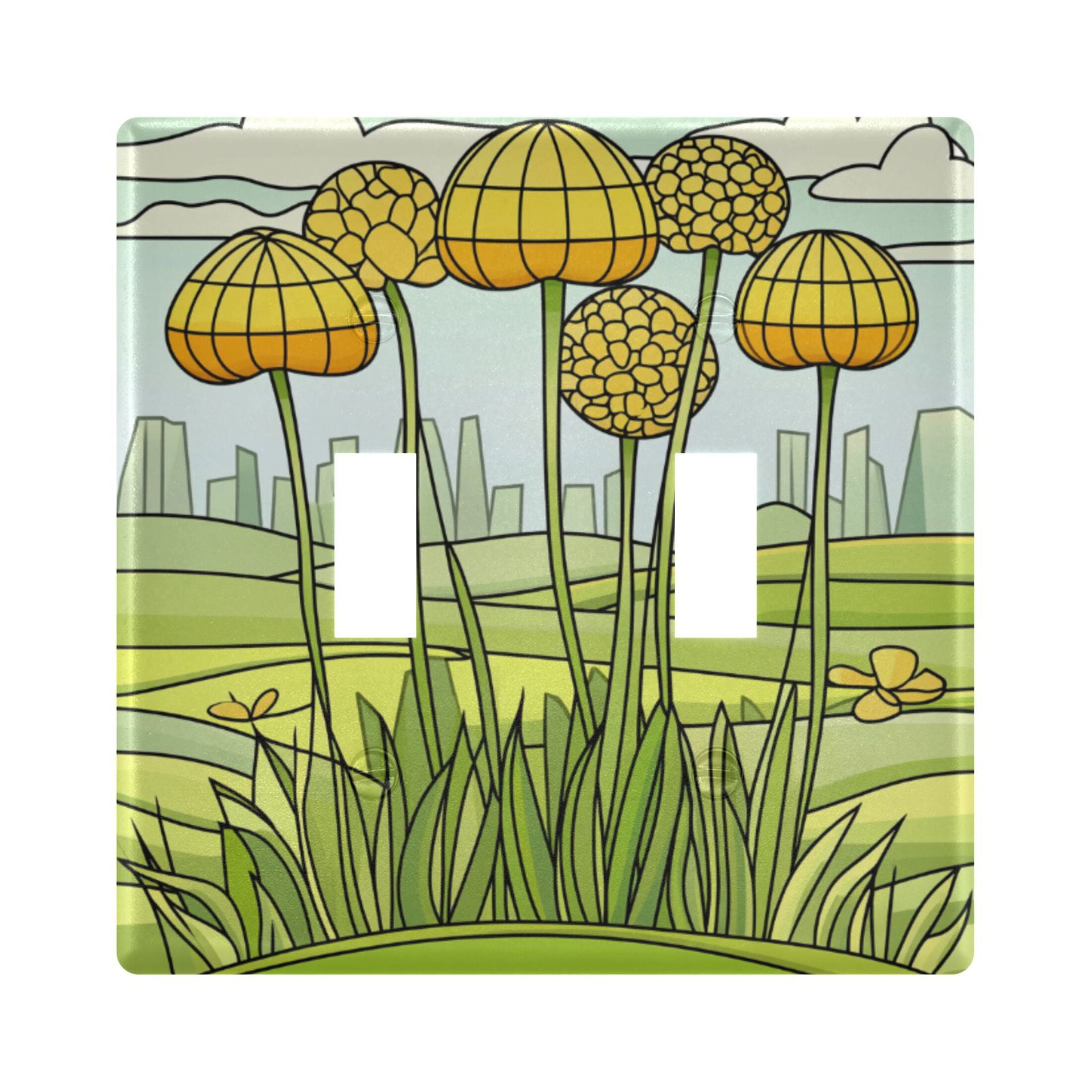 Yellow Dandelion Drawing Fireproof Switch Plate with Rounded Edges 3 ...