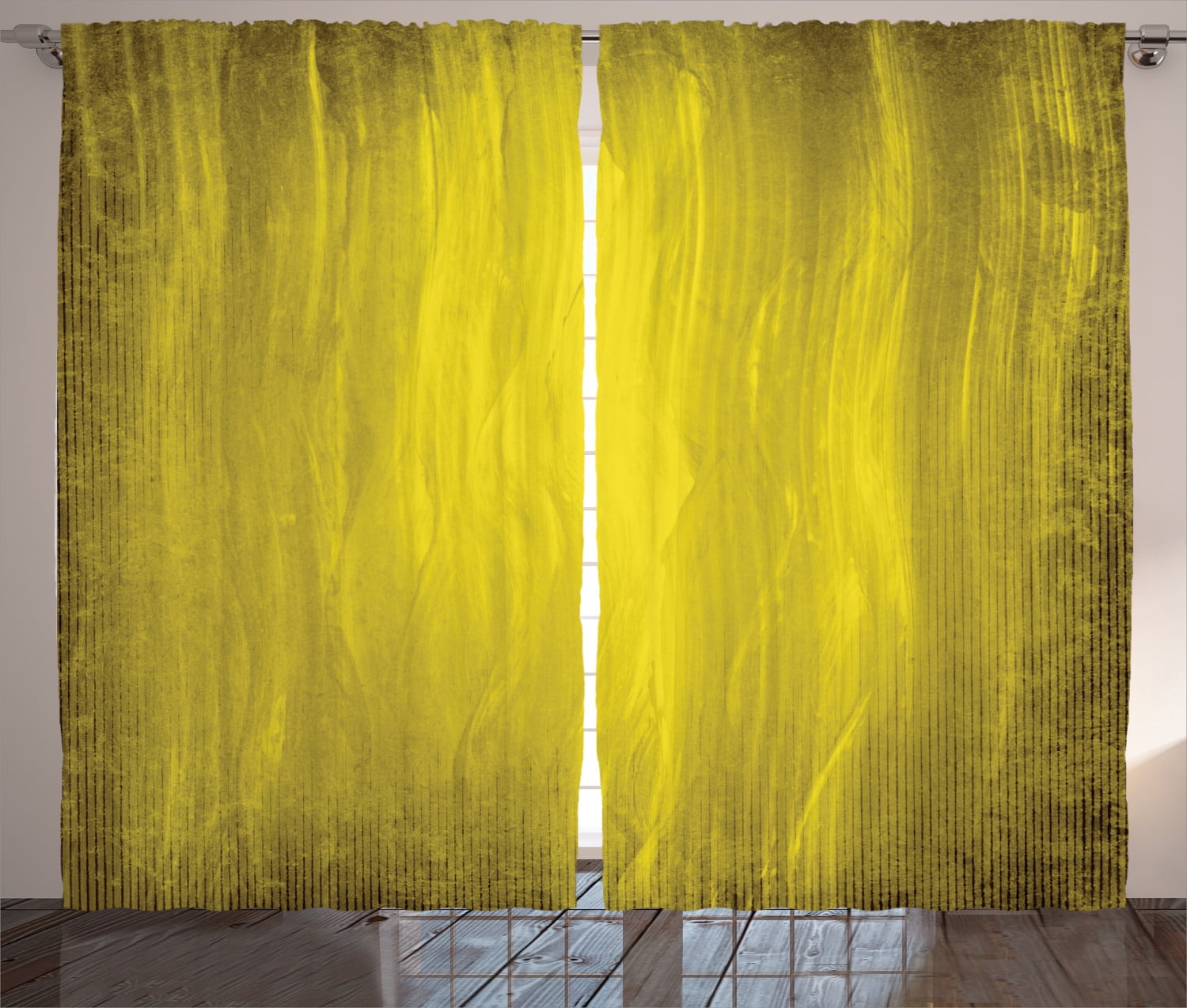 Ambesonne Yellow Curtains 2 Panel Set, Abstract Retro Grunge, 108" x 90 ...