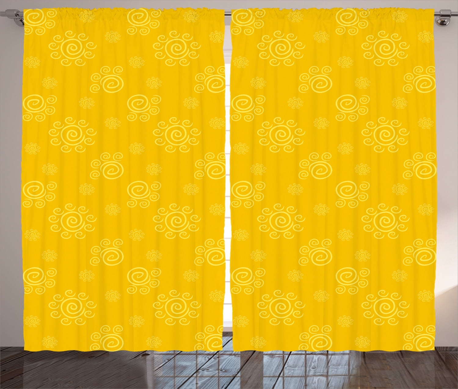 Ambesonne Summer Curtains 2 Panel Set, Sun Solar Sketchy, 108" x 84 ...