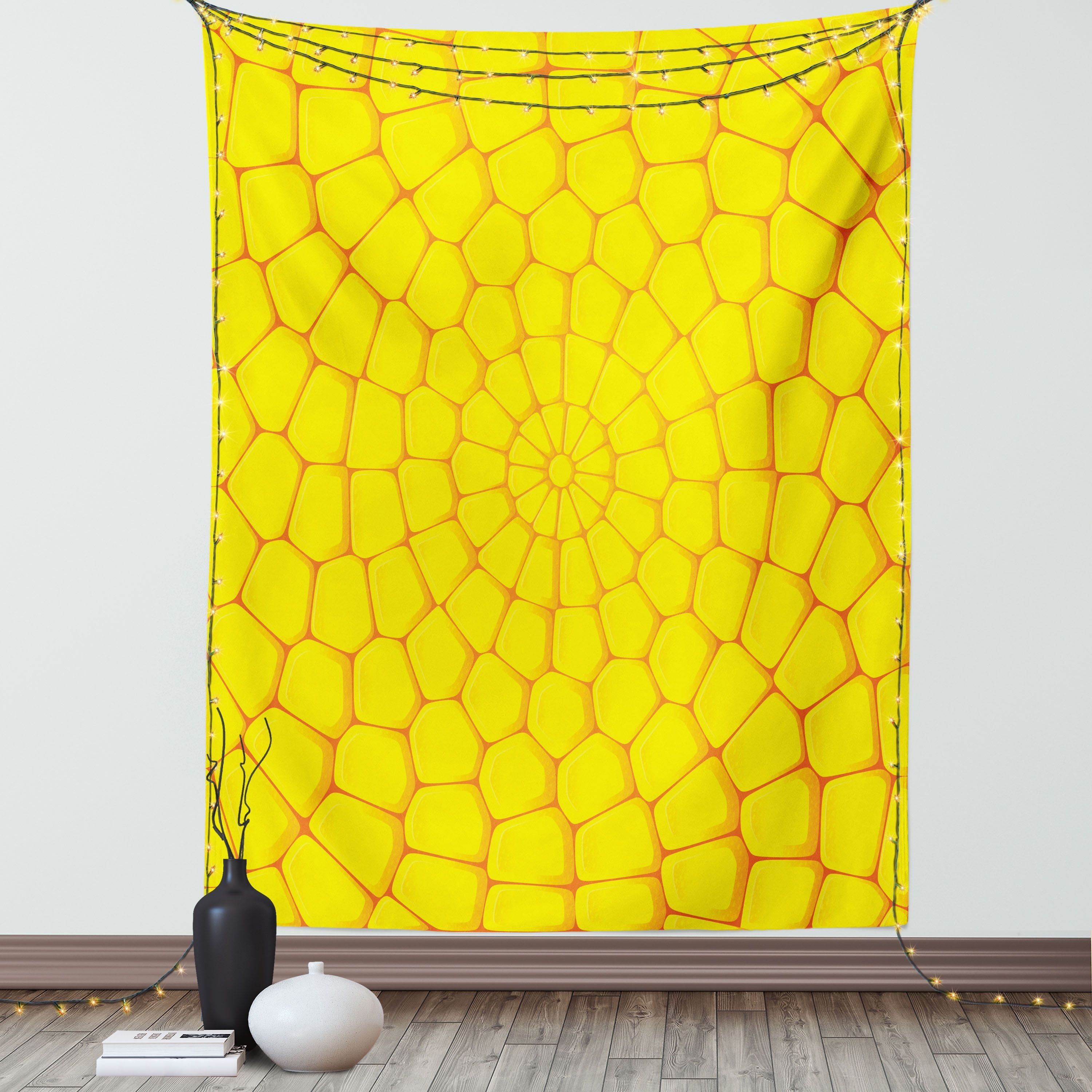 Yellow Decor Tapestry, Corn Bricks Illustration in Bright Color ...