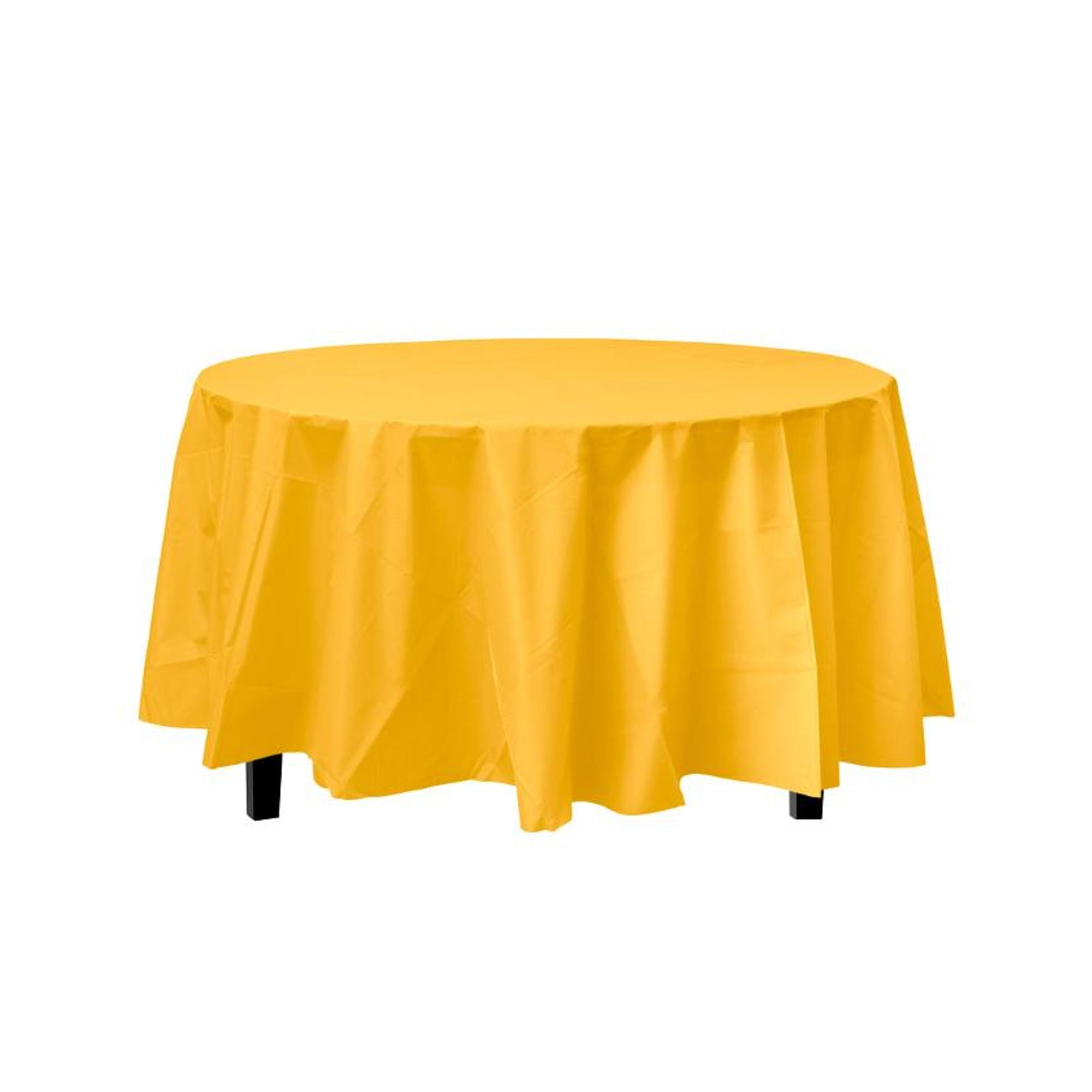 Yellow Decorations | Round Yellow Table Cloth | Round Plastic Table ...