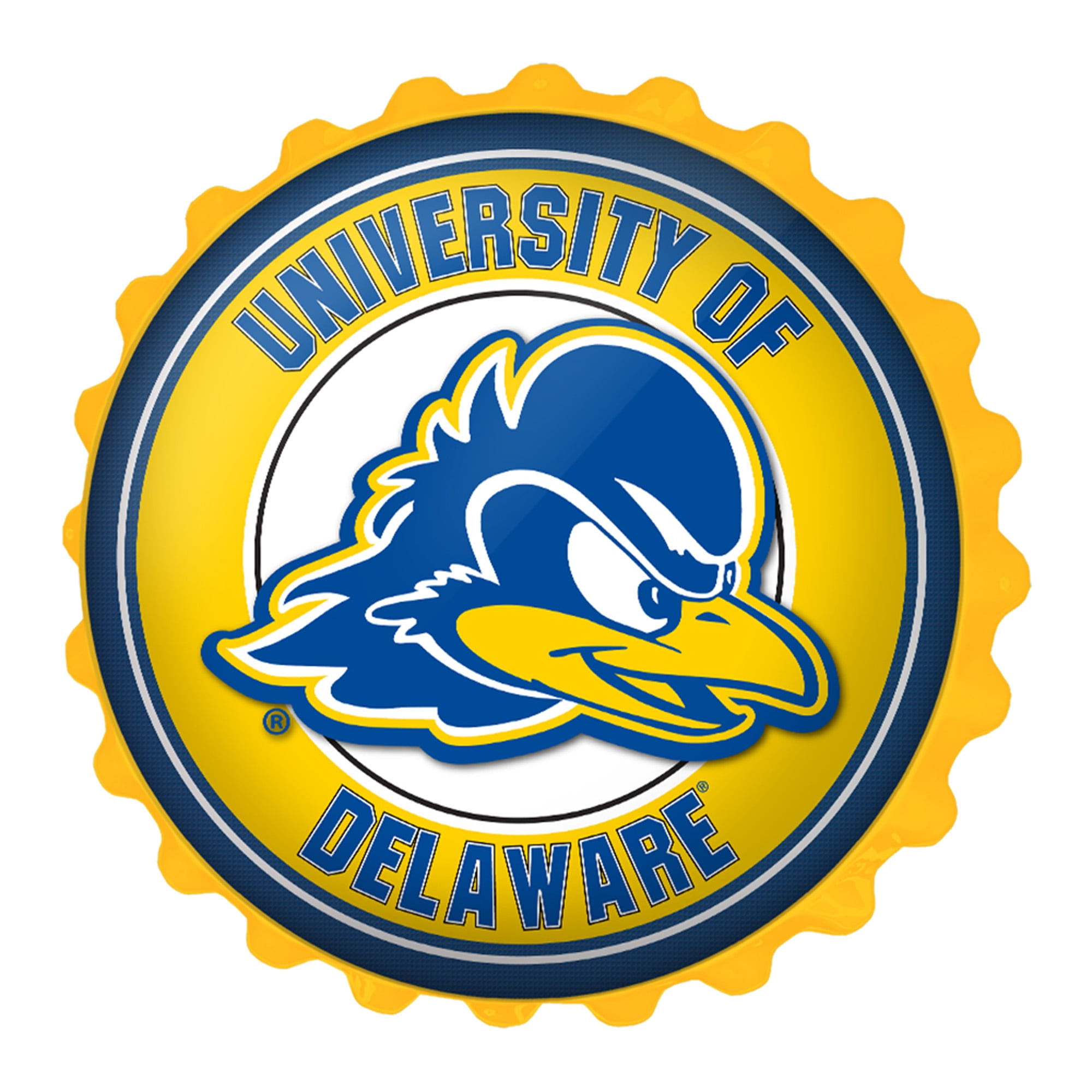Yellow Delaware Fightin' Blue Hens Bottle Cap Wall Sign - Walmart.com