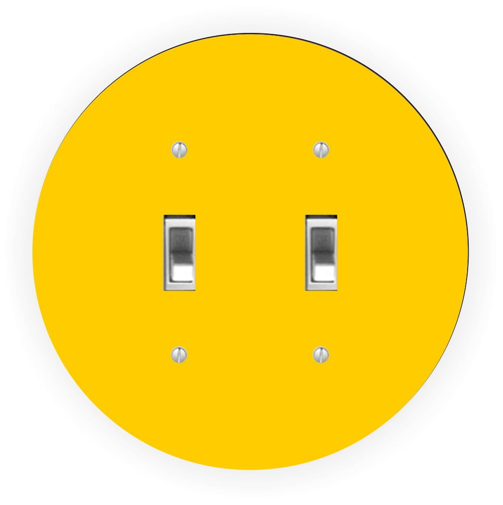 Yellow Design - Round Light Switch Plate Cover - Double Toggle ...