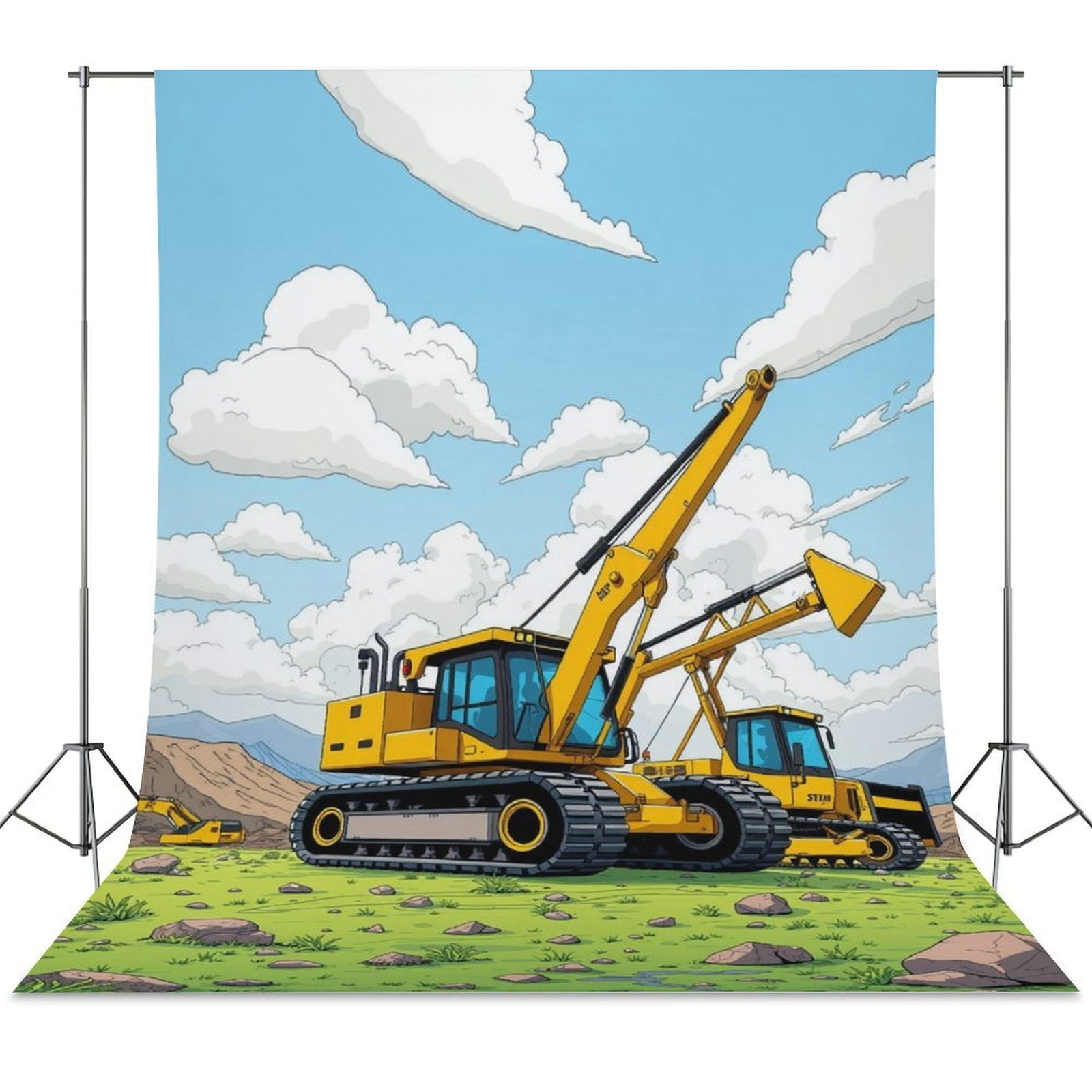 Yellow Diggers Landscape Party Backdrop Birthday Decoration Backgrounds ...