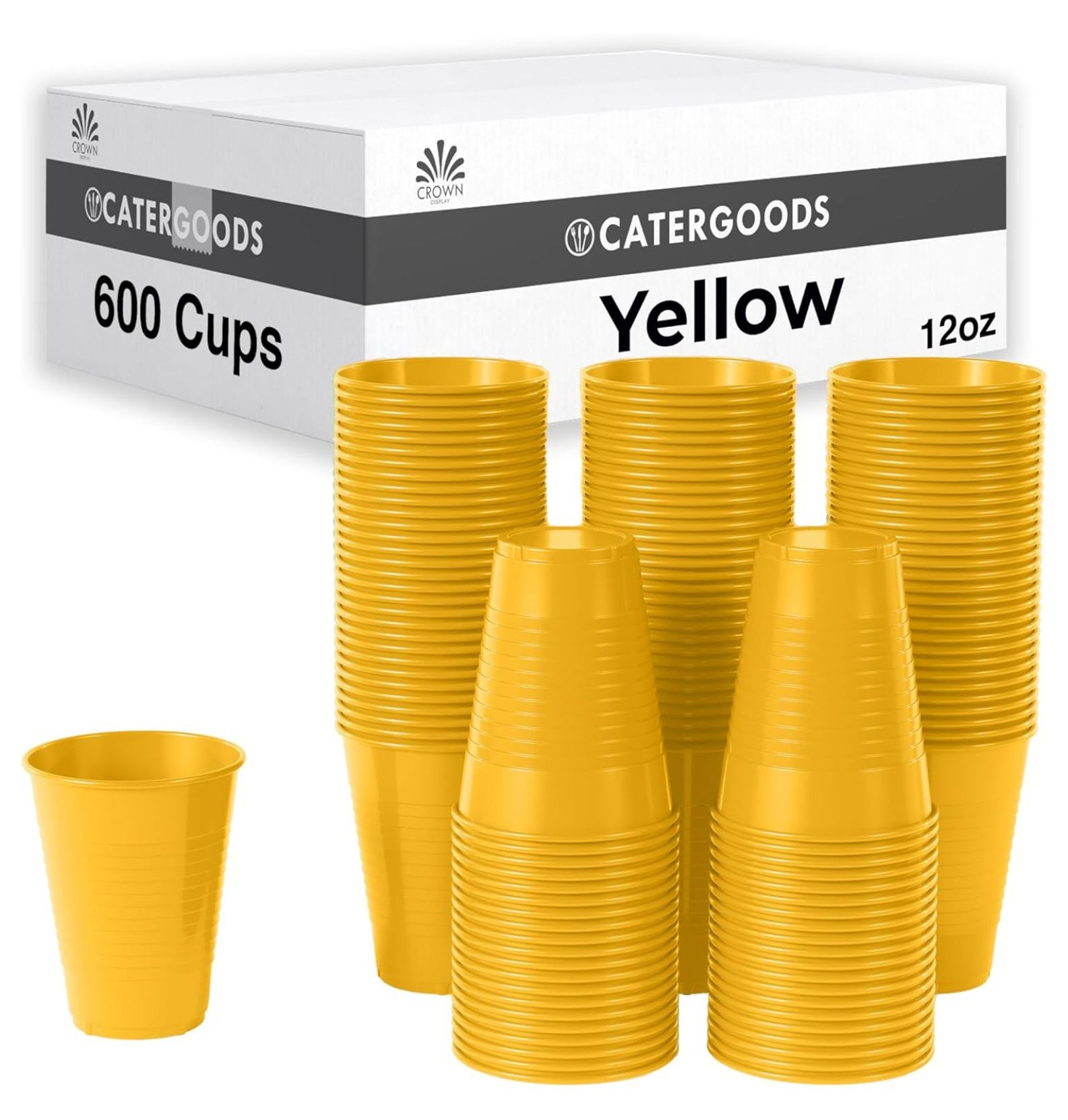 Yellow Disposable Plastic Cups - 600 Pack 12 Oz Plastic Cups - Colored ...
