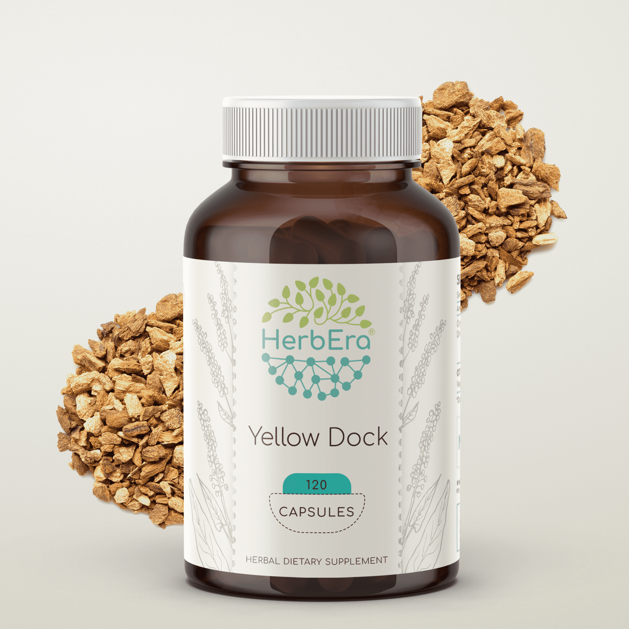 HerbEra Yellow Dock Capsules, Herbal Dietary Supplement for Digestive Support, Yellow Dock ...